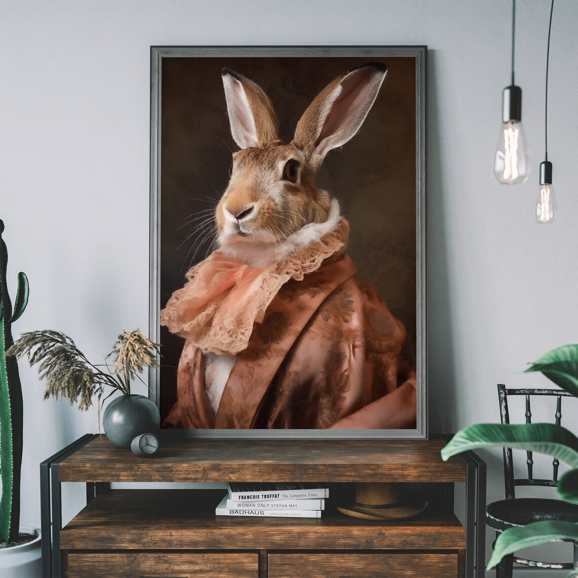 Rabbit Portrait Art Print, Renaissance Animal Painting In Pantone ...