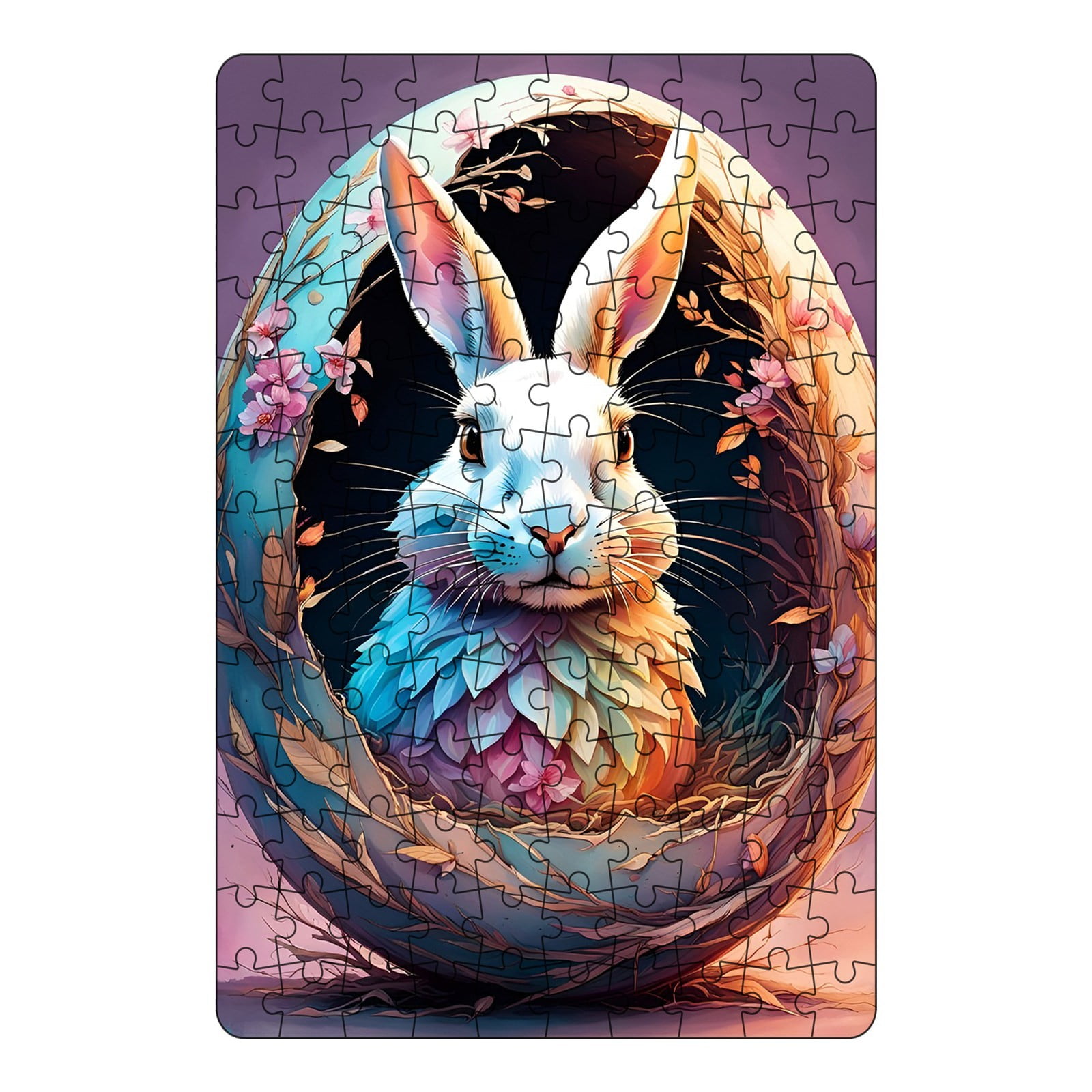 Rabbit Puzzle Colorful Art Puzzle Painting for Adults Plant Garden ...