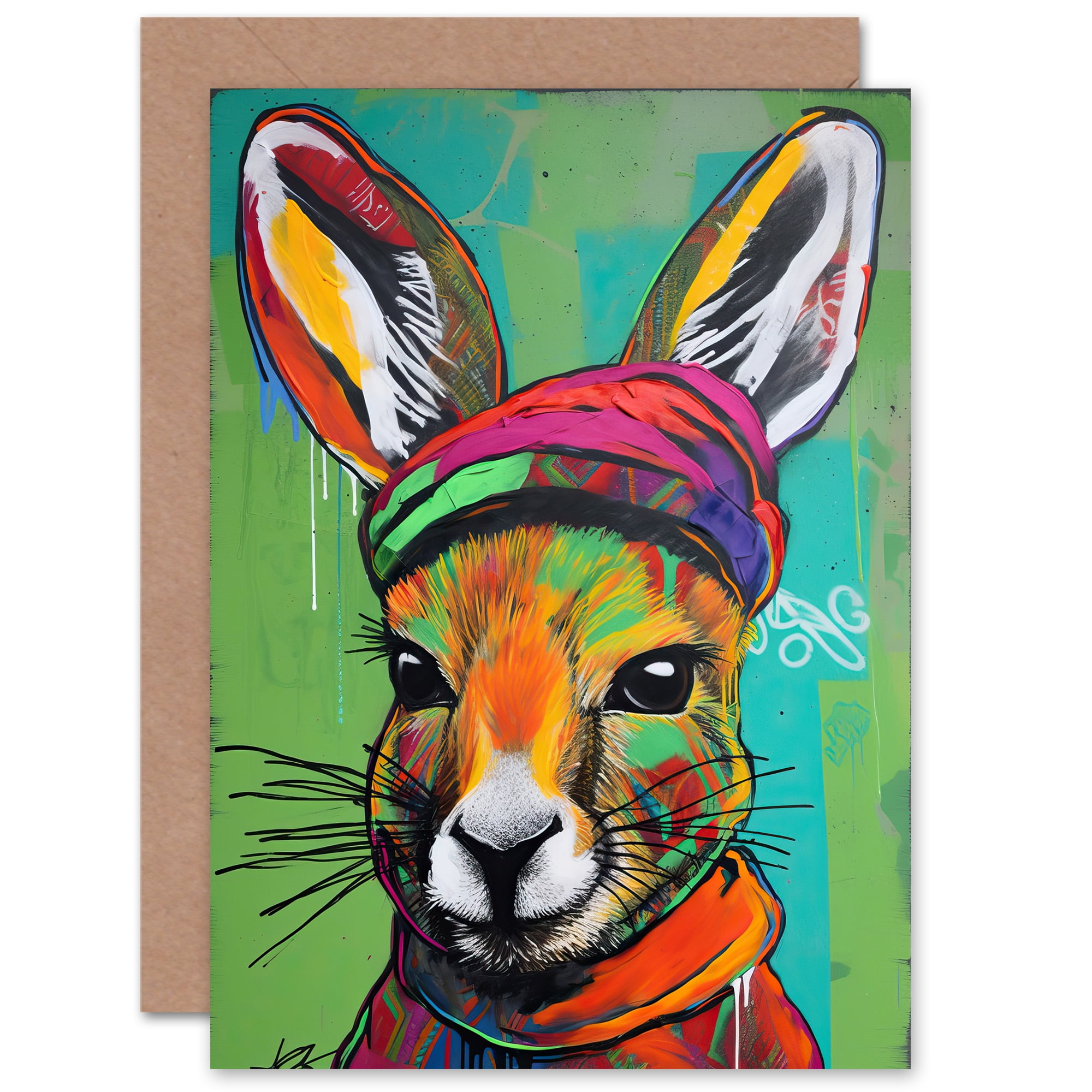Rabbit Rasta Hat Graffiti Art for Child Children Kids Birthday Thank ...