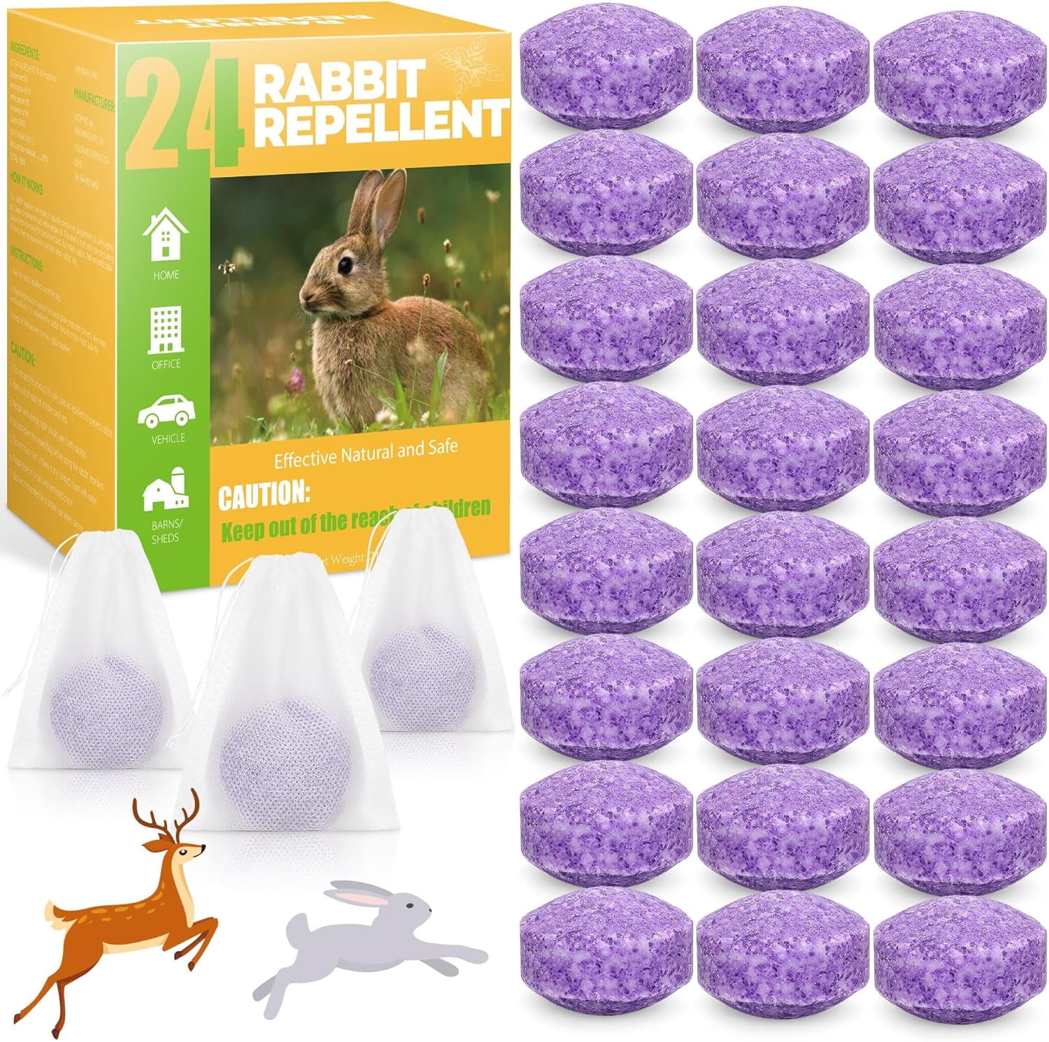 Rabbit Repellent Outdoor, Deer Repellent Devices for Deer and Rabbit Repellent, Bunny Deterrent ...