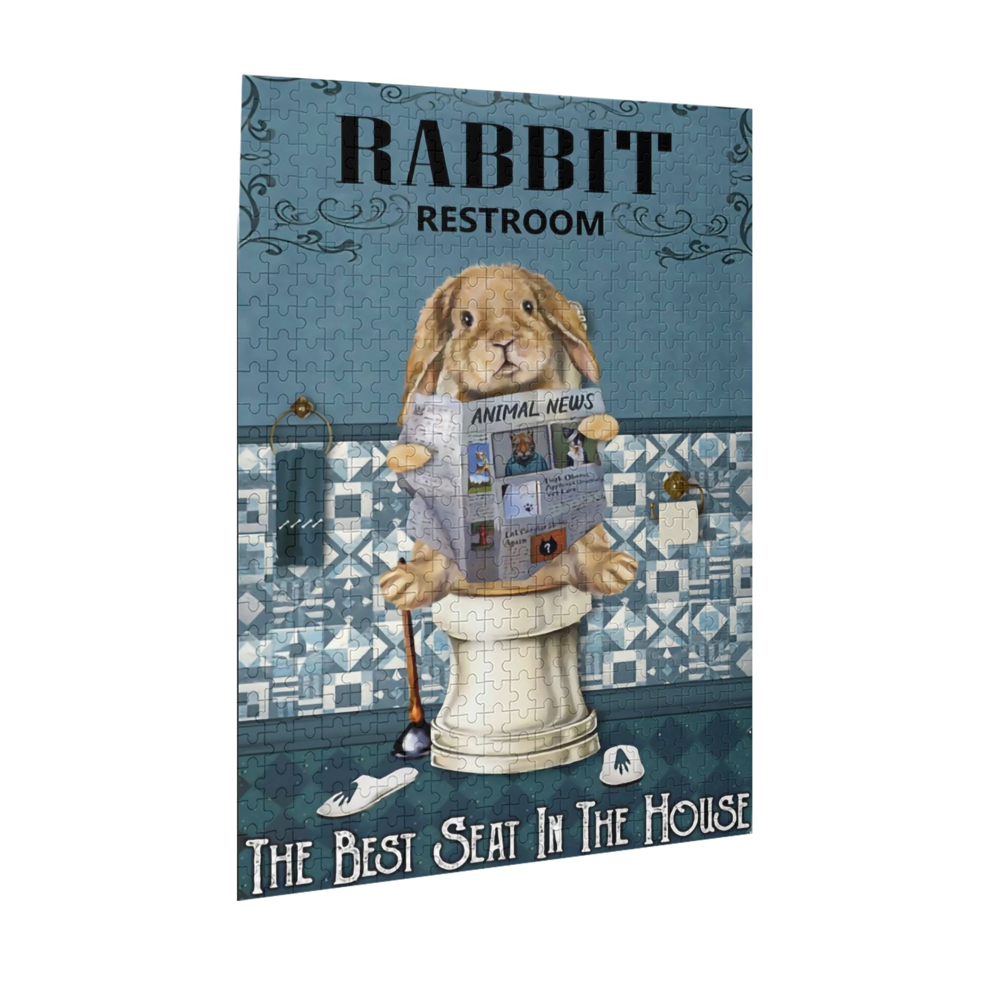 Rabbit Restroom Poster, The Best Seat In The House, Rabbit Poster, Gift ...