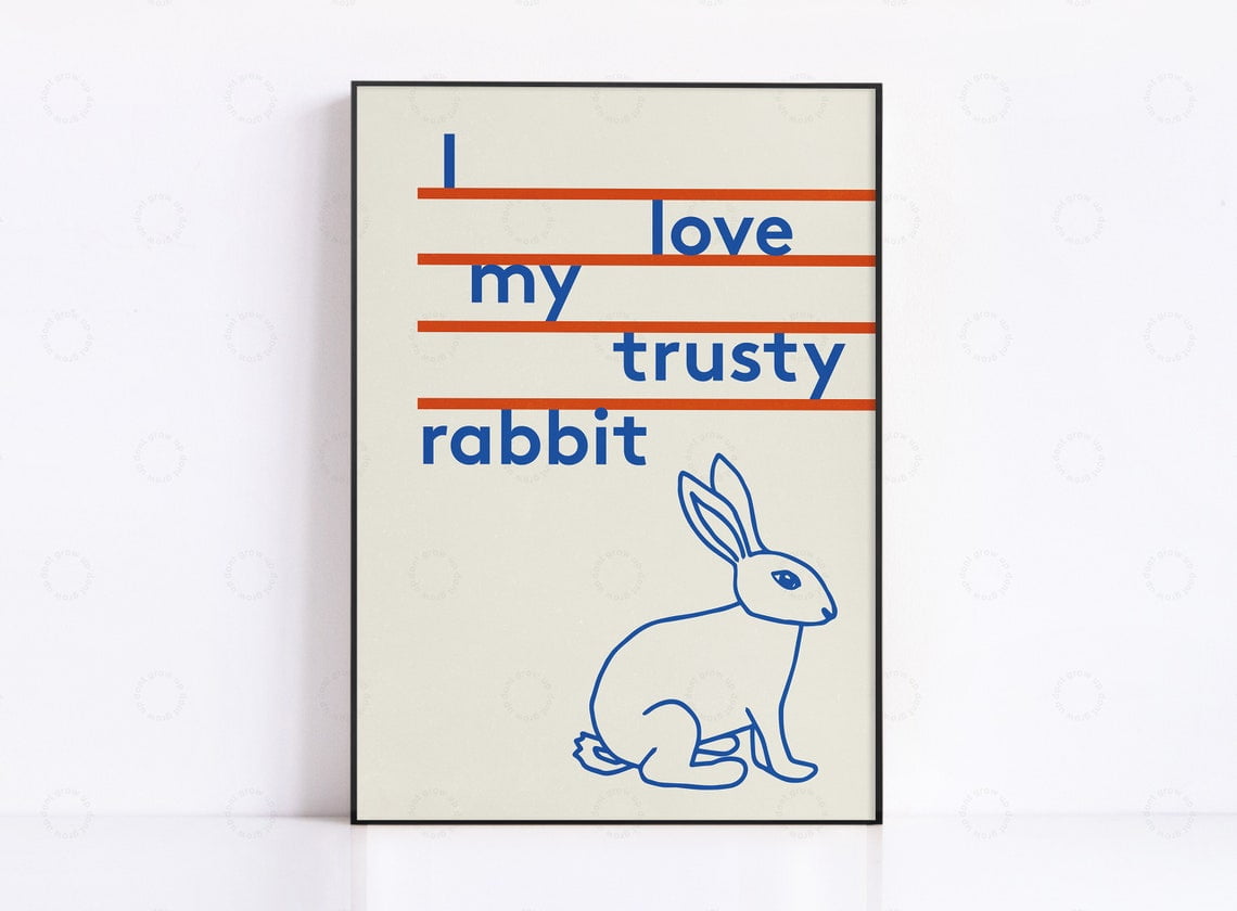 Rabbit Retro Y2K Wall Art, Unframed Canvas 24x36in - Walmart.com