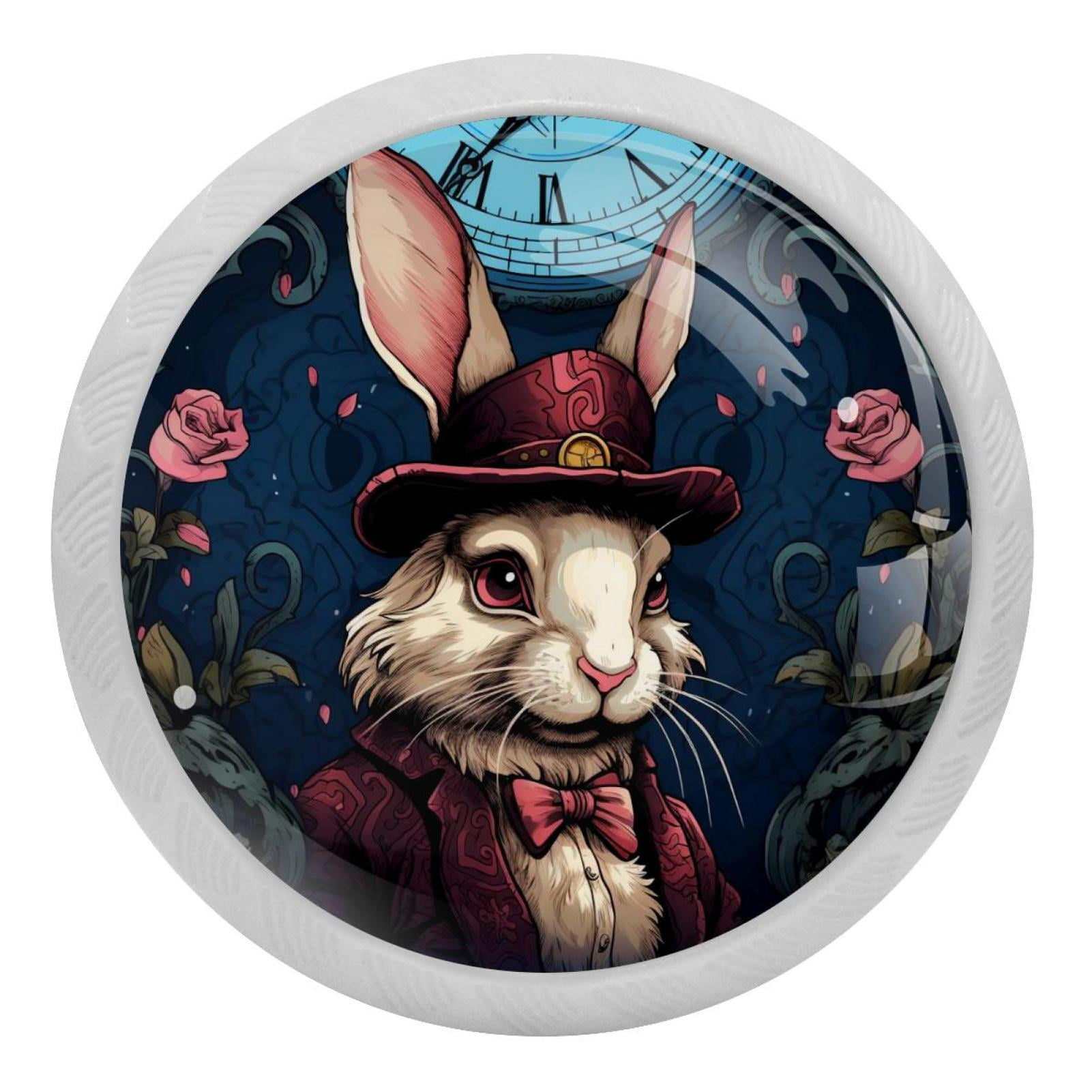 Rabbit Round Glow-in-the-Dark Cabinet Knobs with Screws - 4 Pack ...