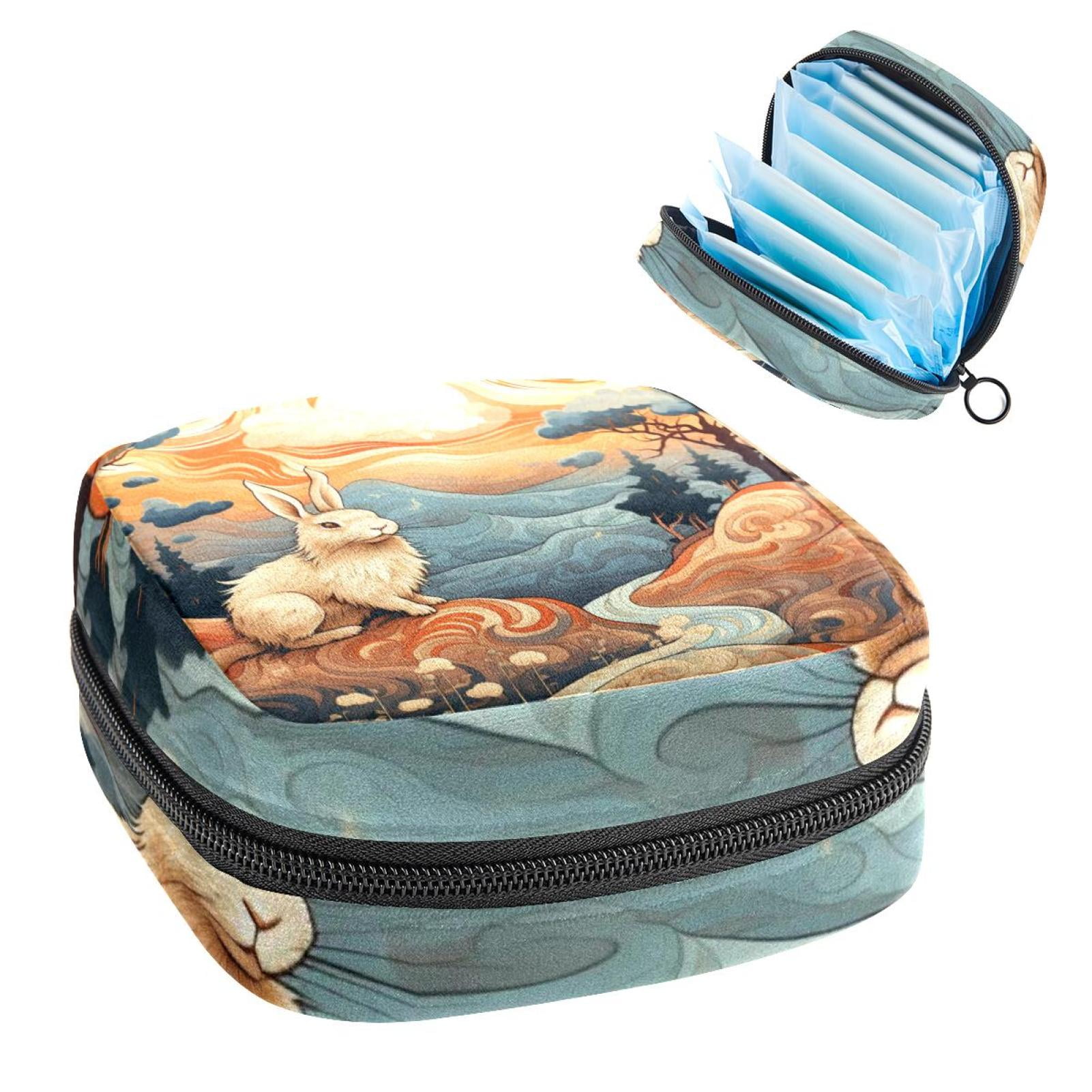 Rabbit Sanitary Napkin Bag Period Pouch Travel Organizer Zipper Pouch ...