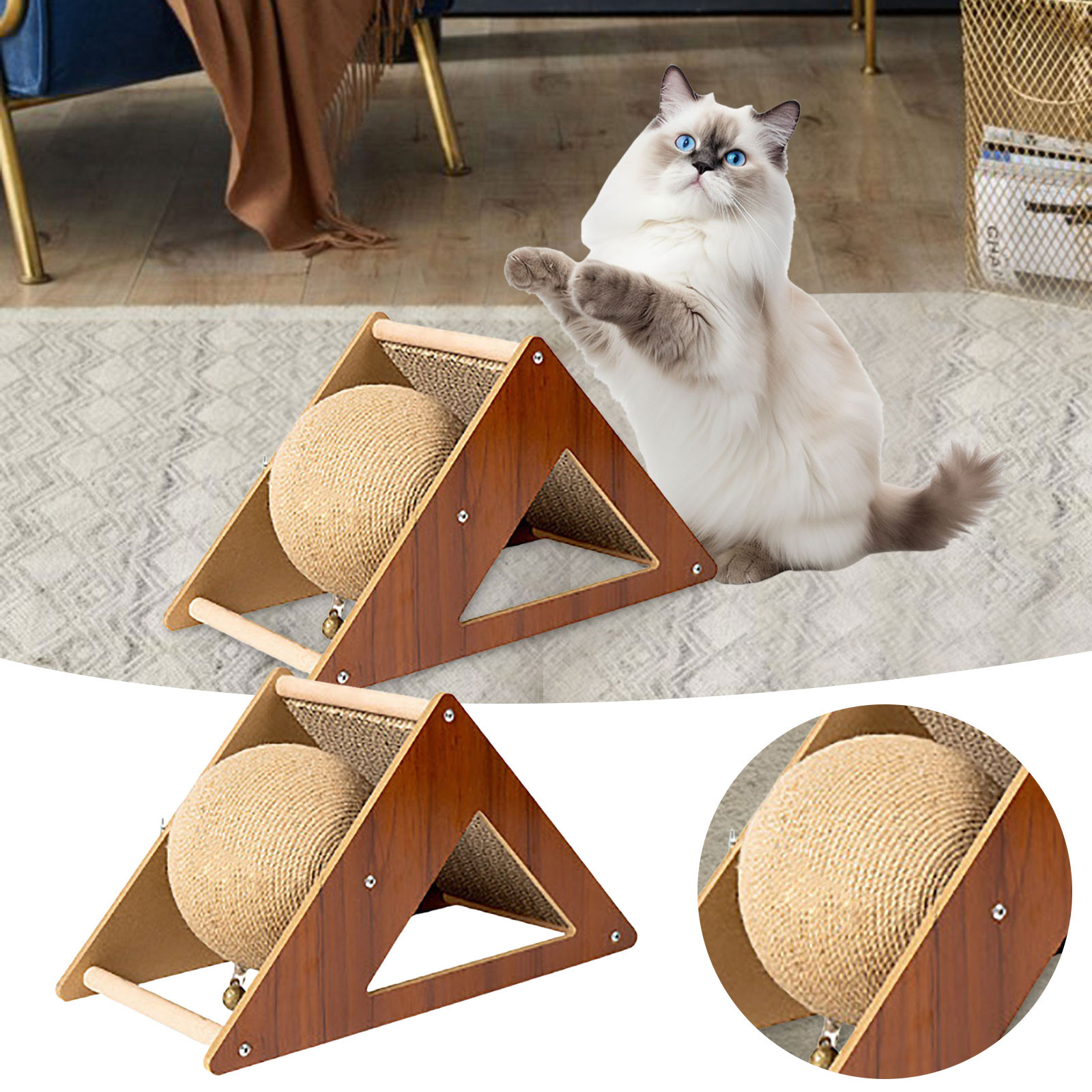Rabbit Scratching Pad Cardboard Sisal Bunny Scratch Ball 2-in-1 Rabbits ...