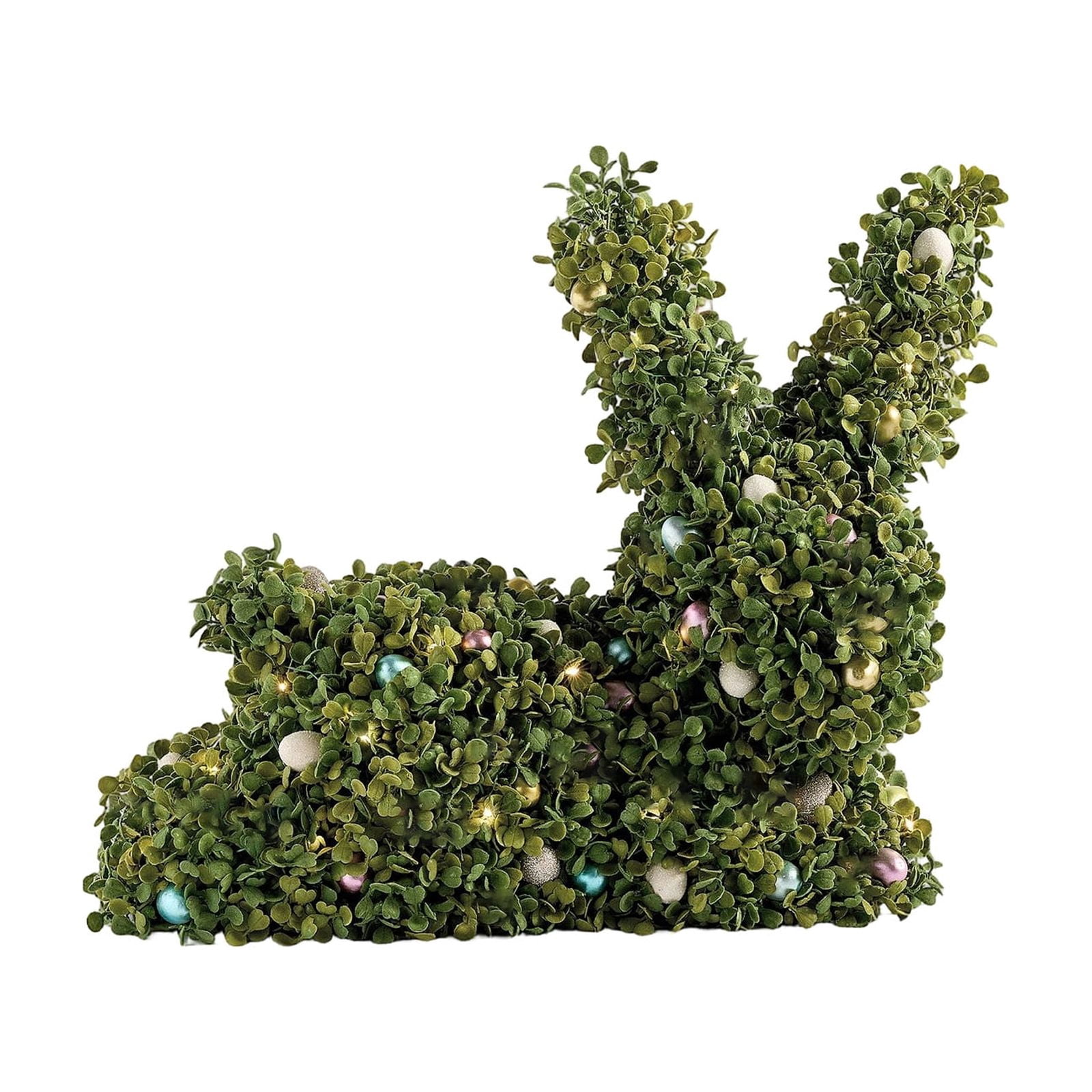 Rabbit-Shaped Bonsai Ornament with Light Strip，14"UV-Resistant Artificial Bunny Shaped Topiary ...