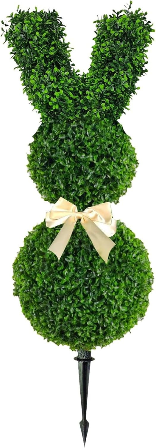 Rabbit Shaped Bunny Topiary Trees 28.5" High Artificial Boxwood ...