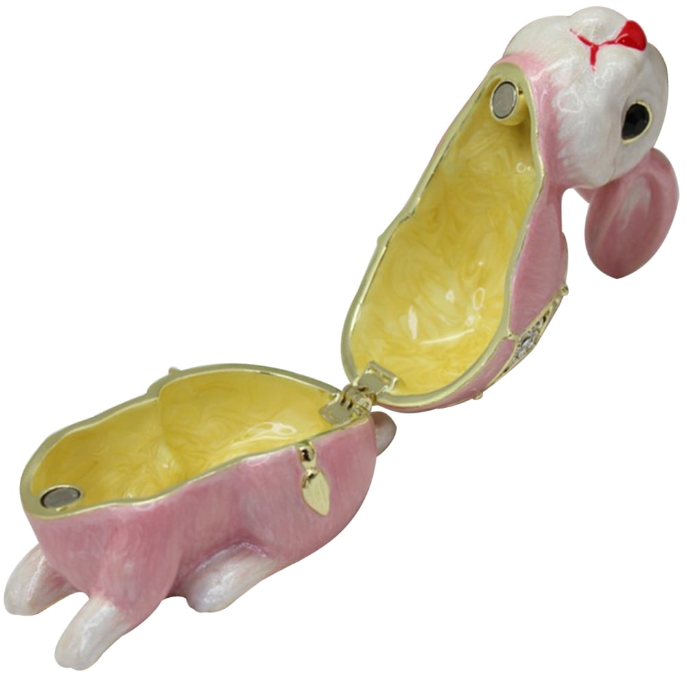 Rabbit Shaped Enameled Trinket Box Small Jewelry Organizer Table ...