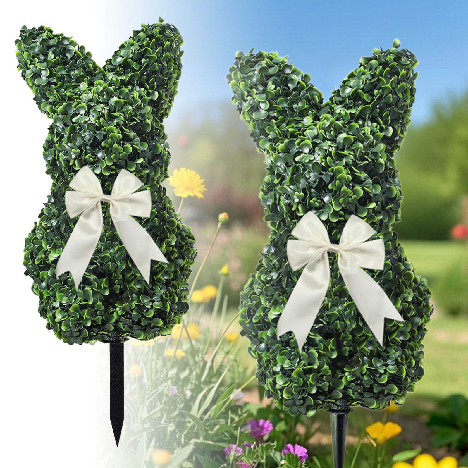 Rabbit-Shaped Green Simulation Ground Plug - Easter Bunny Potted Decor ...