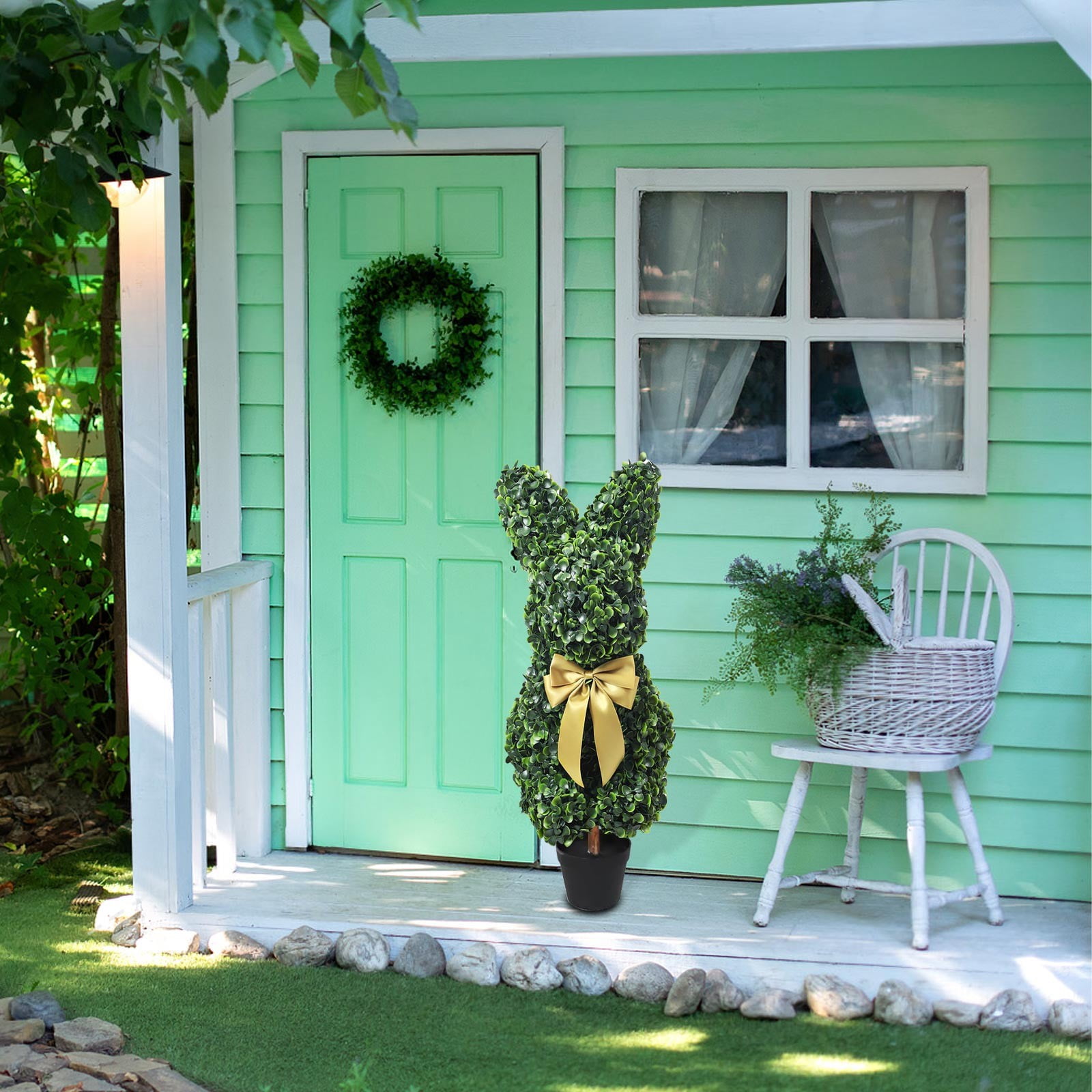 Rabbit-Shaped Plants Rabbit Shaped Topiary Trees – 30IN Artificial ...