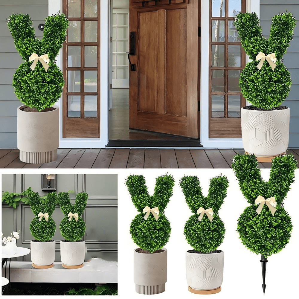 Rabbit Shaped Topiary Trees Artificial Green Plants, Suitable for ...