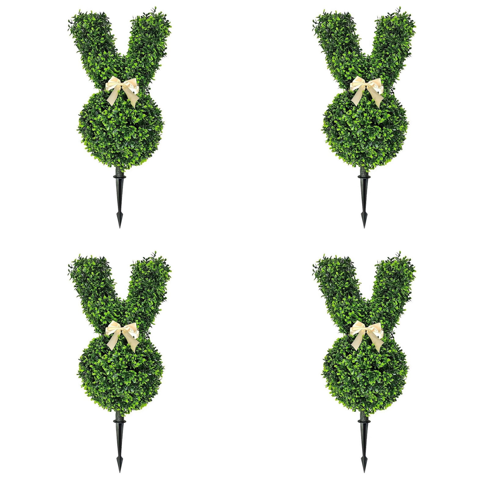Rabbit Shaped Topiary Trees – Set of 2 – 2.4ft High Artificial Boxwood ...