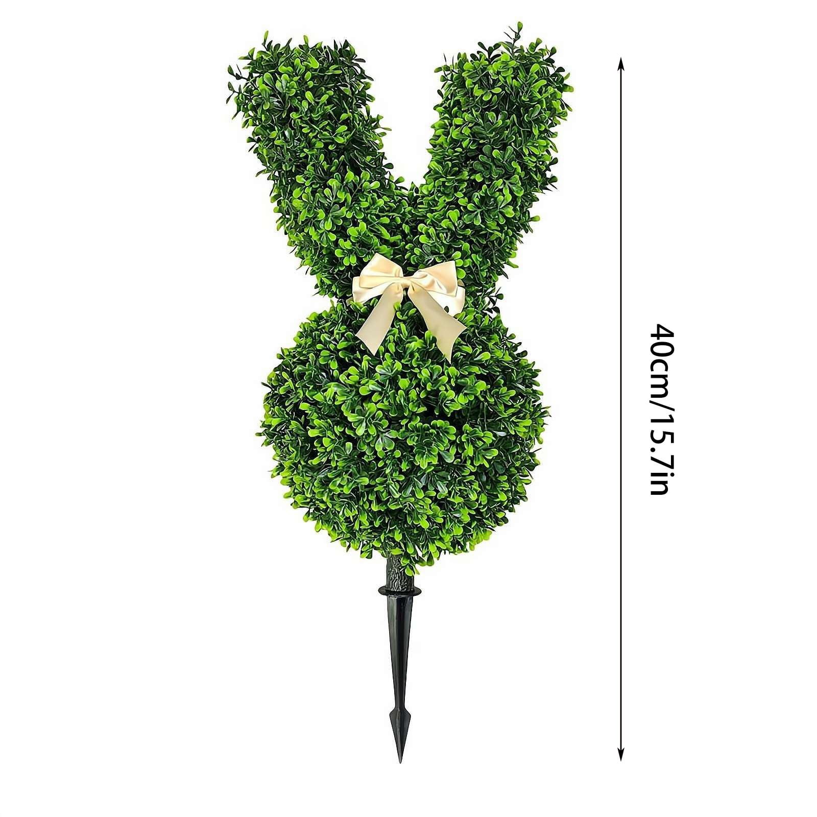 Rabbit Shaped Topiary Trees – Set of 2 – 2.4ft High Artificial Boxwood ...
