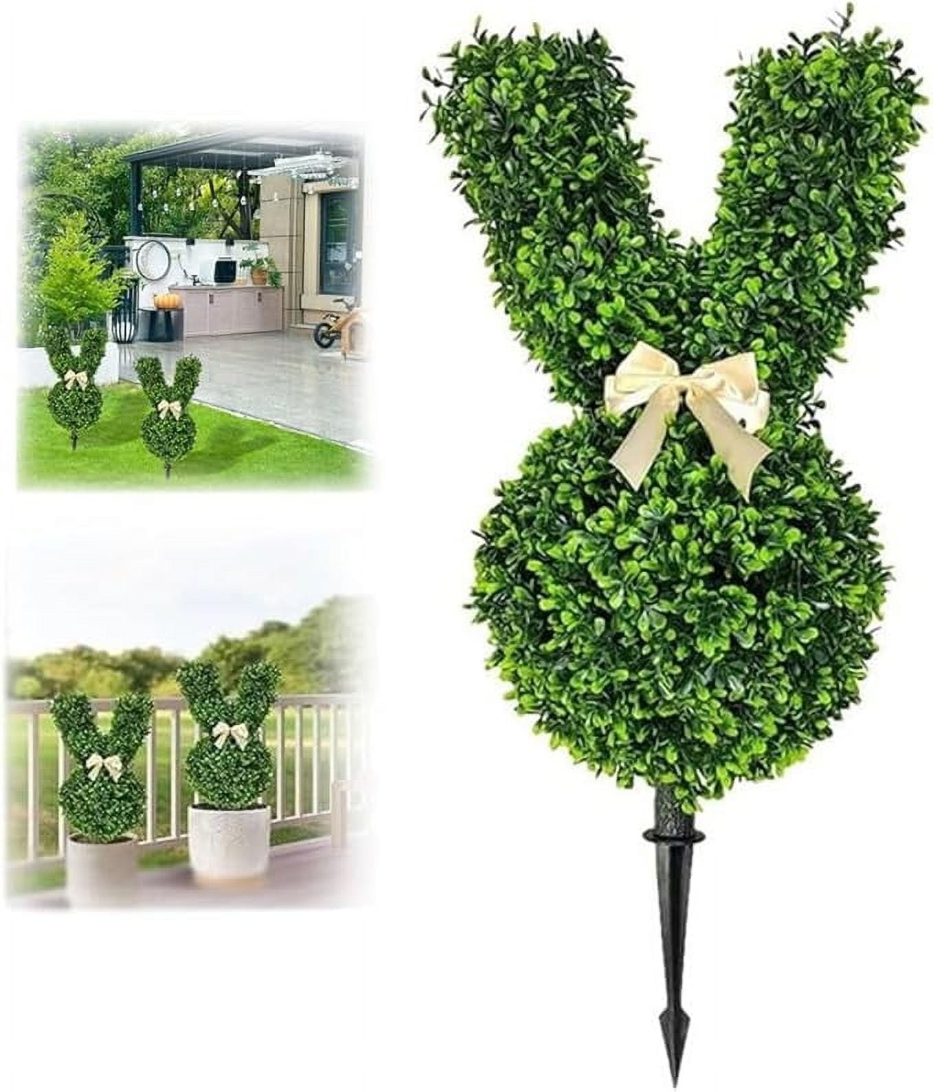 Rabbit Shaped Topiary Trees – Set of 2 – 3ft High Artificial Boxwood ...