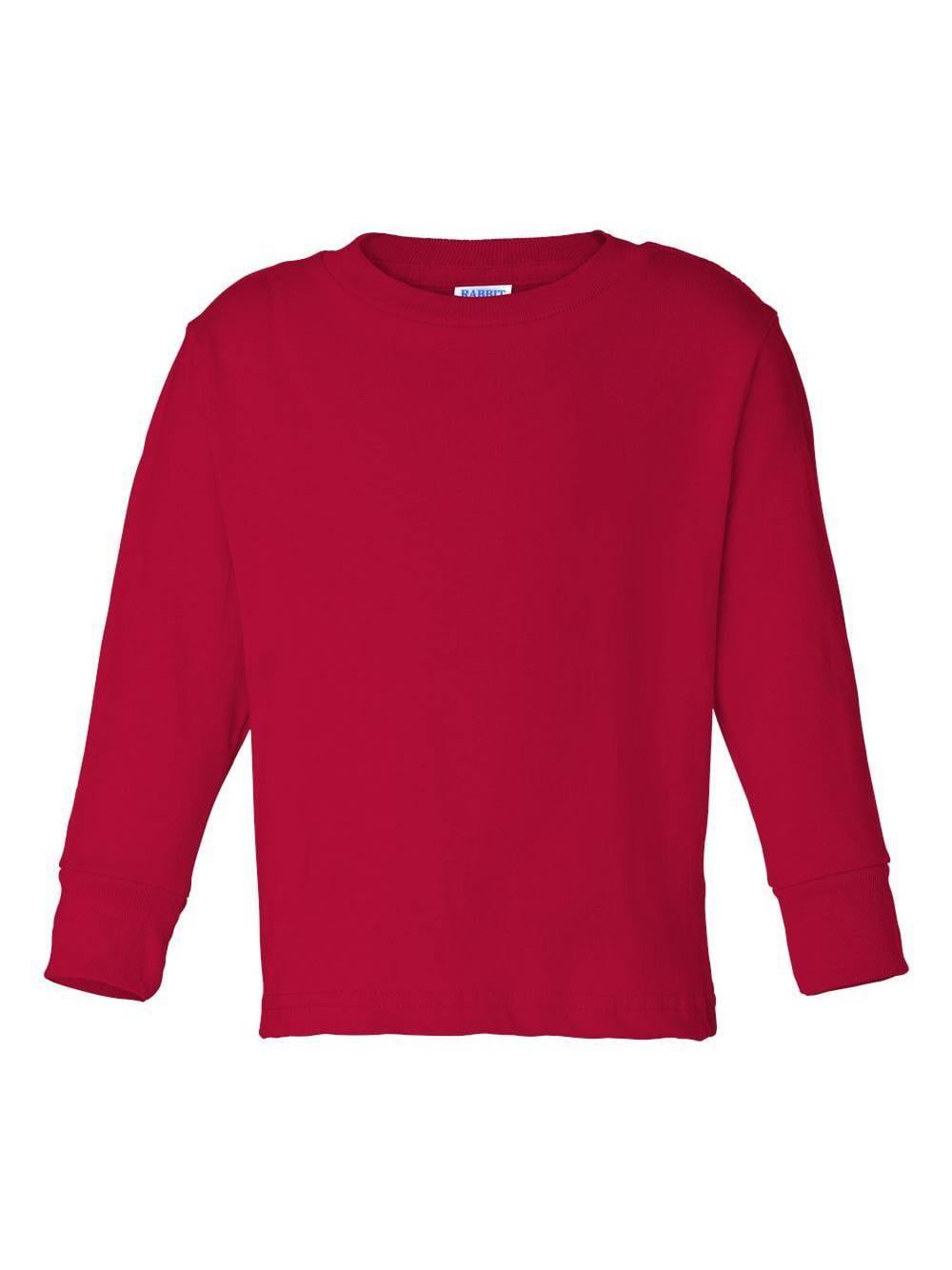 Rabbit Skins Toddler Long Sleeve T-Shirt, Red, 2T, 100% Cotton ...