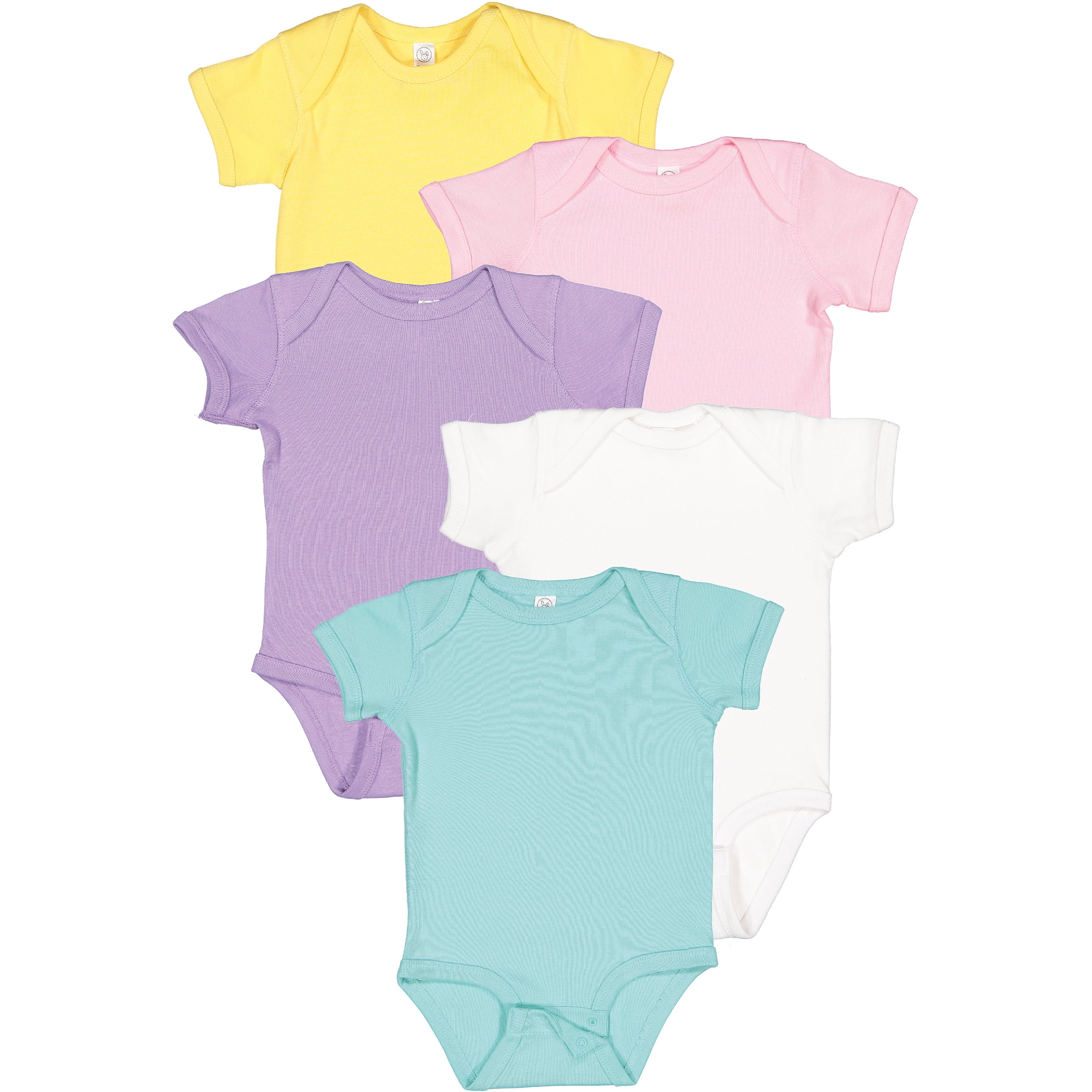 Rabbit Skins Baby Bodysuits, Girls & Boys, Newborn to 24 Months, 5-Pack ...