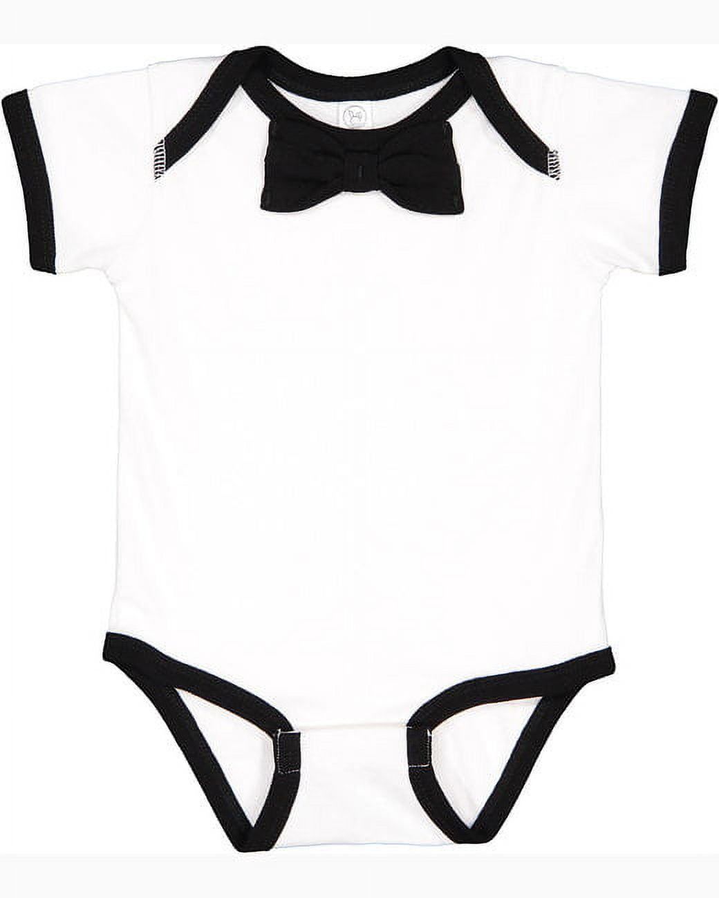 Rabbit Skins Infant Baby Rib Bow Tie Bodysuit - WHITE/ BLACK - 18MOS ...