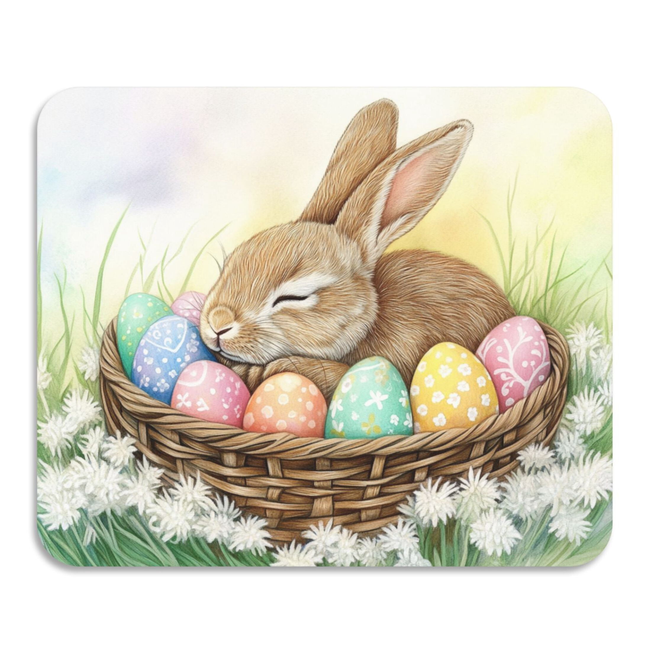 Rabbit Sleeping in Easter Basket Eggs Diatomite Dish Drying Mat Drain ...