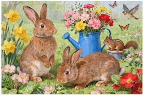 Rabbit Spring Easter Flower 500 Piece Jigsaw Puzzle for Adults, Bunny ...