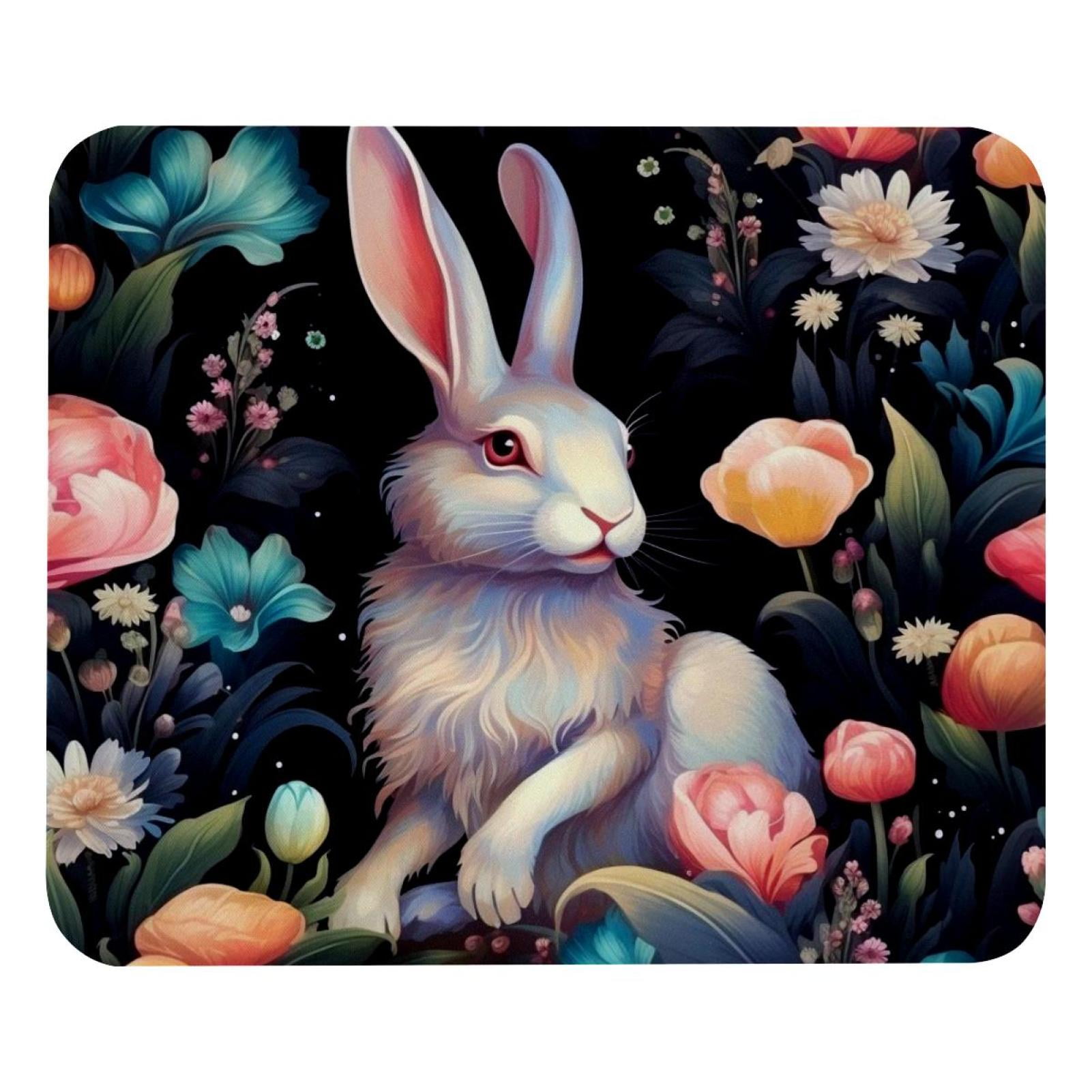 Rabbit Square 8.3x9.8 Inch Non-Slip Rubber Bottom Printed Desk Mat ...