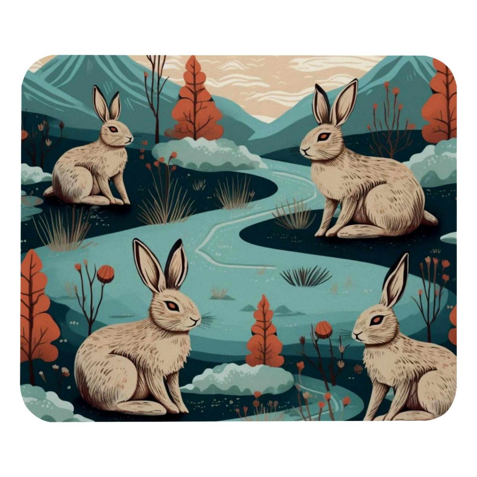 Rabbit Square 8.3x9.8 Inch Non-Slip Rubber Bottom Printed Desk Mat ...