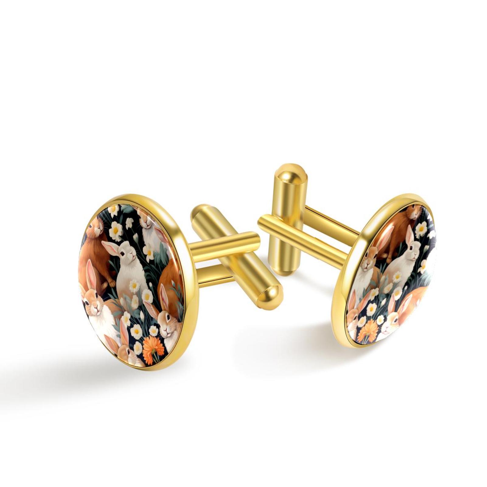 Rabbit Stylish Men's Cufflink Set for Formal Attire, Made of Stainless ...
