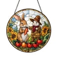 Rabbit Sunflower Garden Stained Glass Suncatcher – Spring Window Decor ...