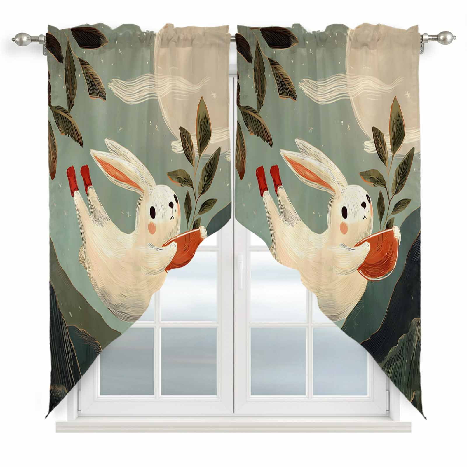 Rabbit Swag Valances for Windows, Kitchen Window Curtains Over Sink ...