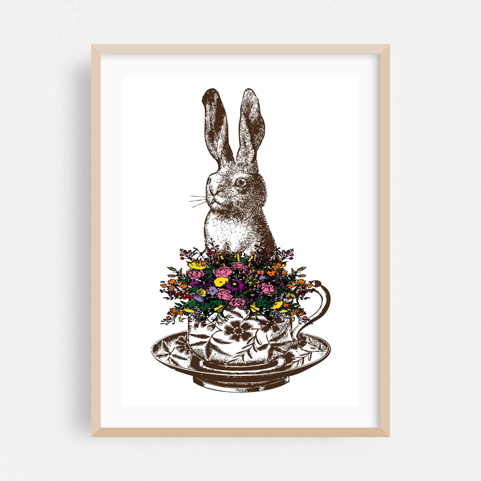 Rabbit in a Teacup | Rabbit and Flowers | Bunny Rabbits | Easter ...