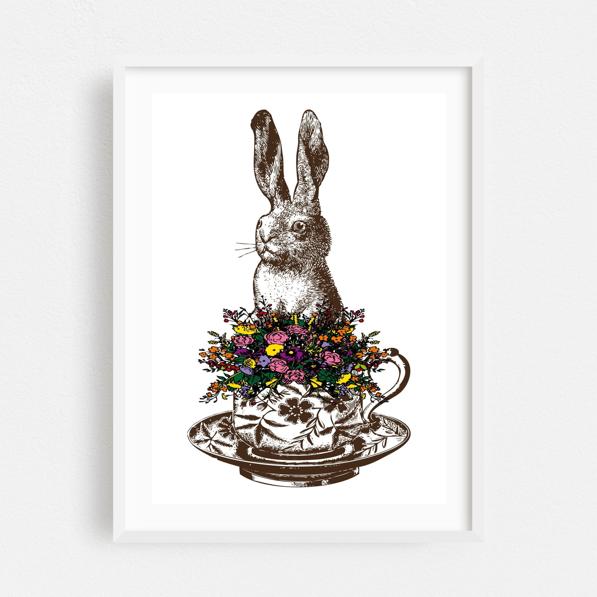 Rabbit in a Teacup | Rabbit and Flowers | Bunny Rabbits | Easter ...