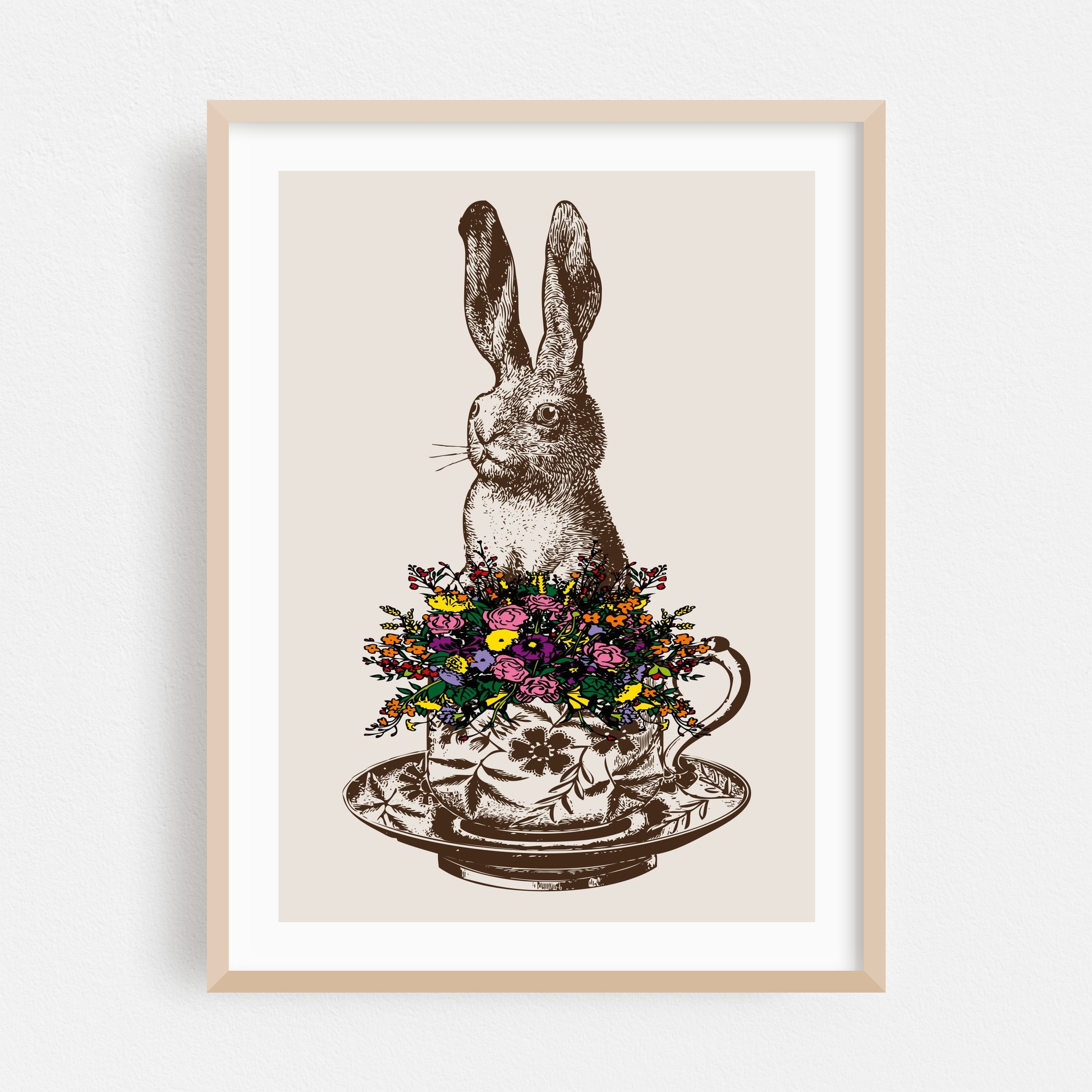 Rabbit in a Teacup | Rabbit and Flowers | Bunny Rabbits | Easter ...
