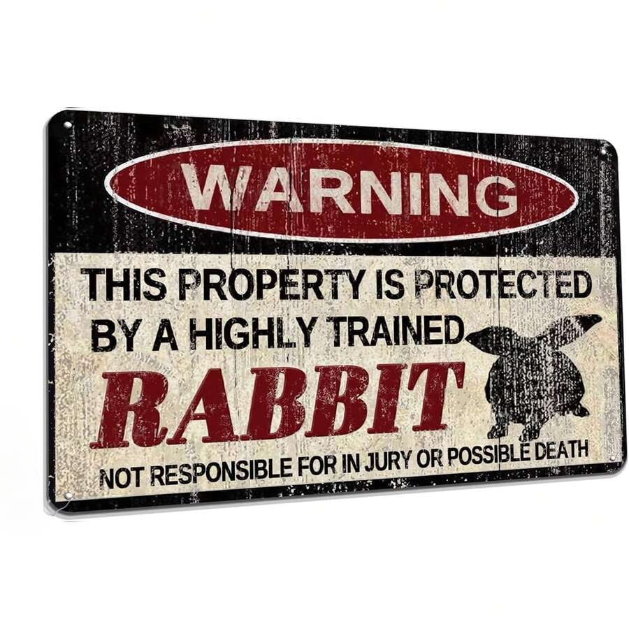 Rabbit Tin Sign, Funny Metal Sign, Vintage Wall Decor 12x8 Inch ...