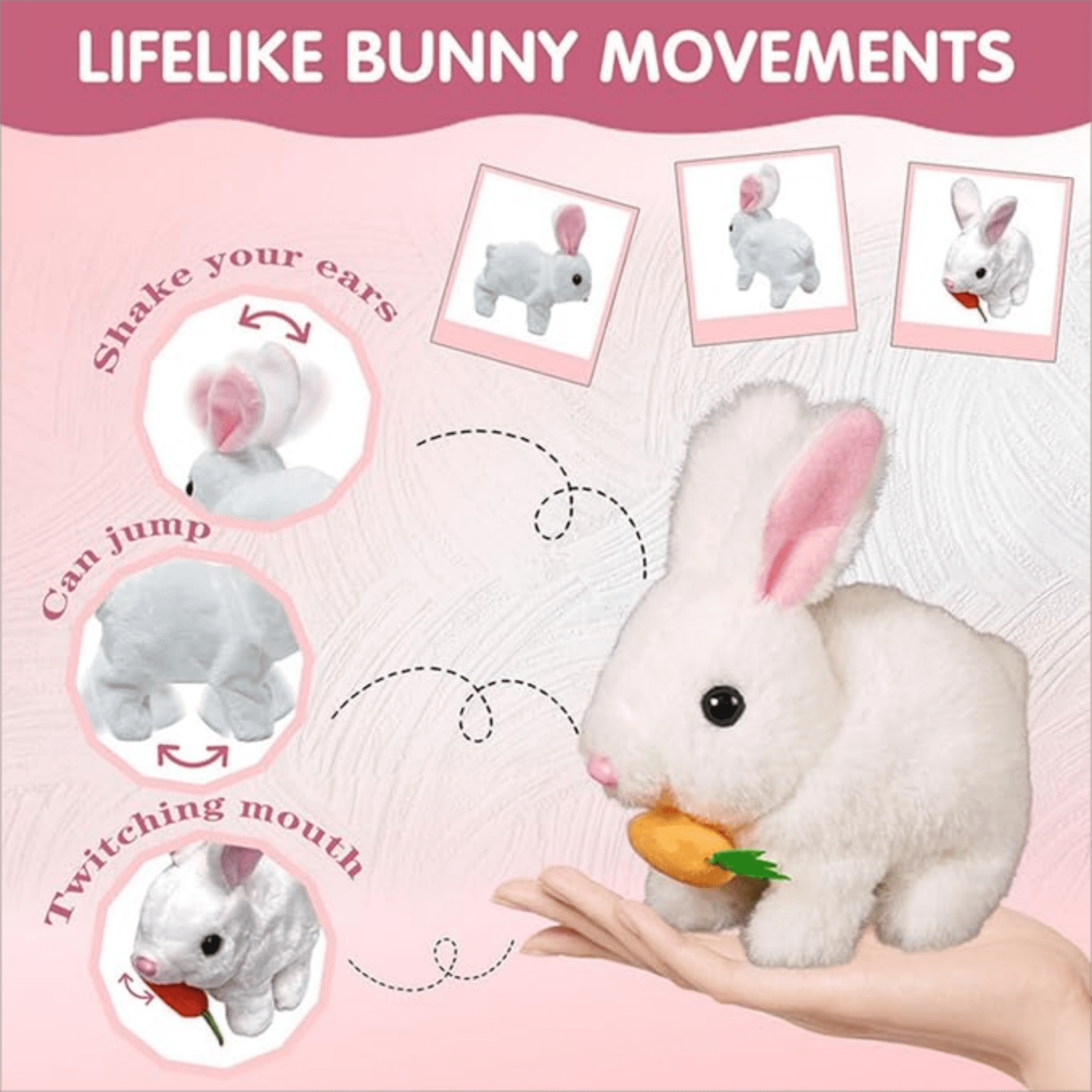 Rabbit Toy Cute Electric Rabbit Interactive Plush Toy Walking Barking ...