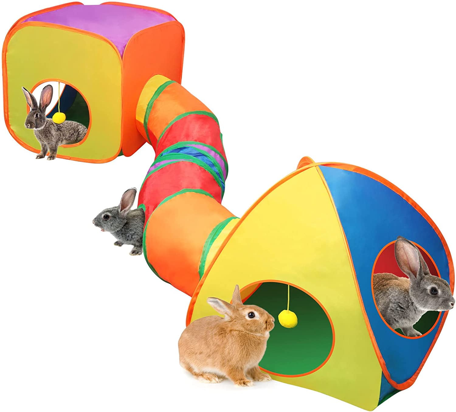 Rabbit Tunnel and Cube Collapsible Tent Bunny Interactive Crinkle ...