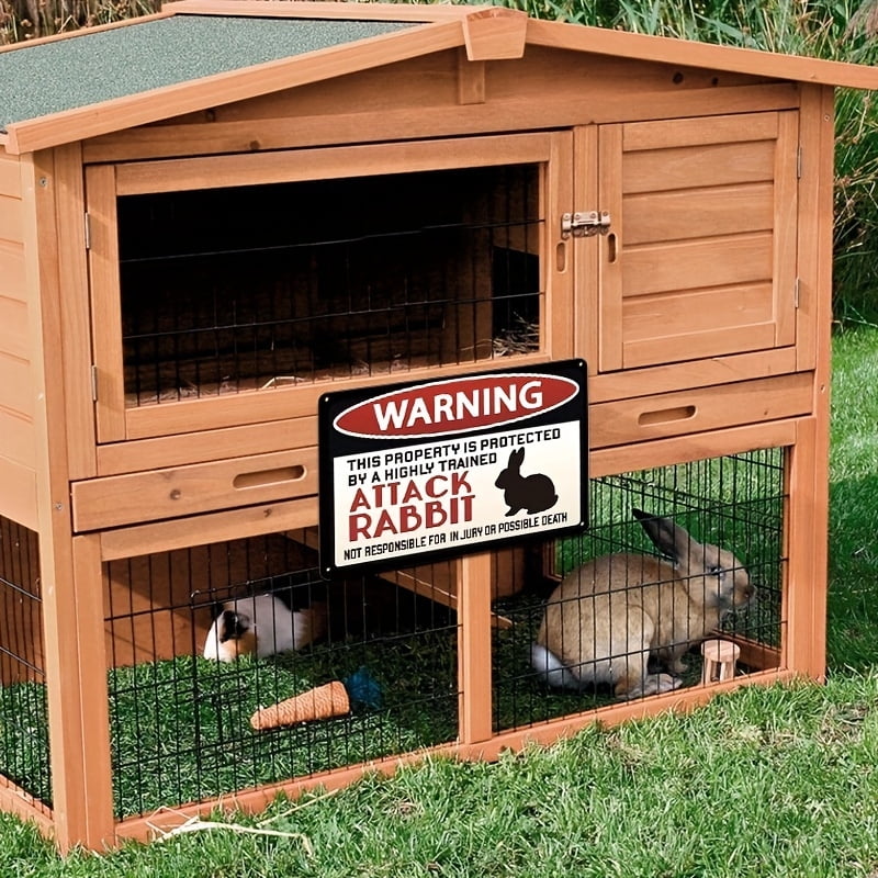 Rabbit Warning Sign Rustic Metal Wall Decor Warning: This Property is ...