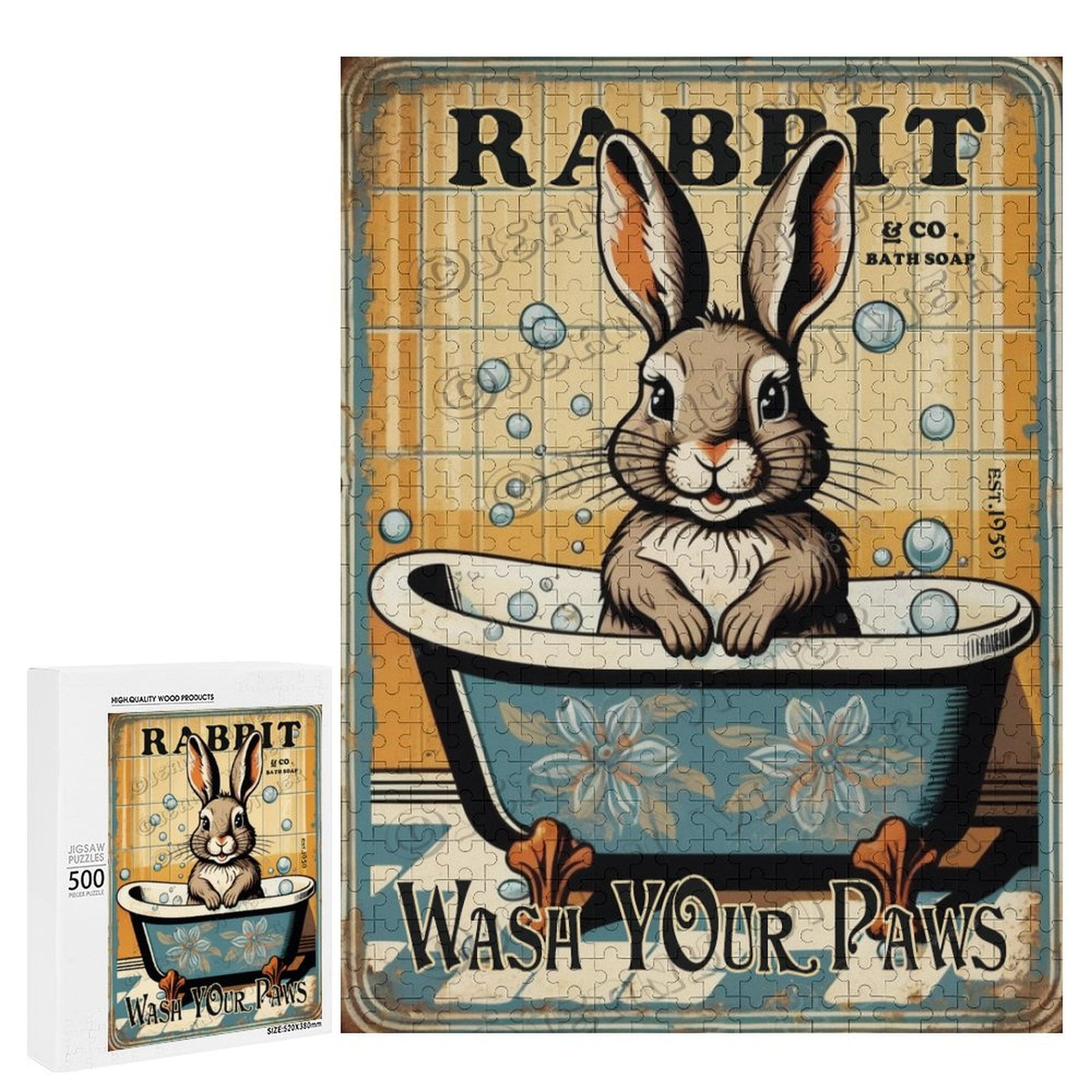Rabbit Wash Your Paws Wood Wall Art Wood Decorative for Home Desk Shelf ...