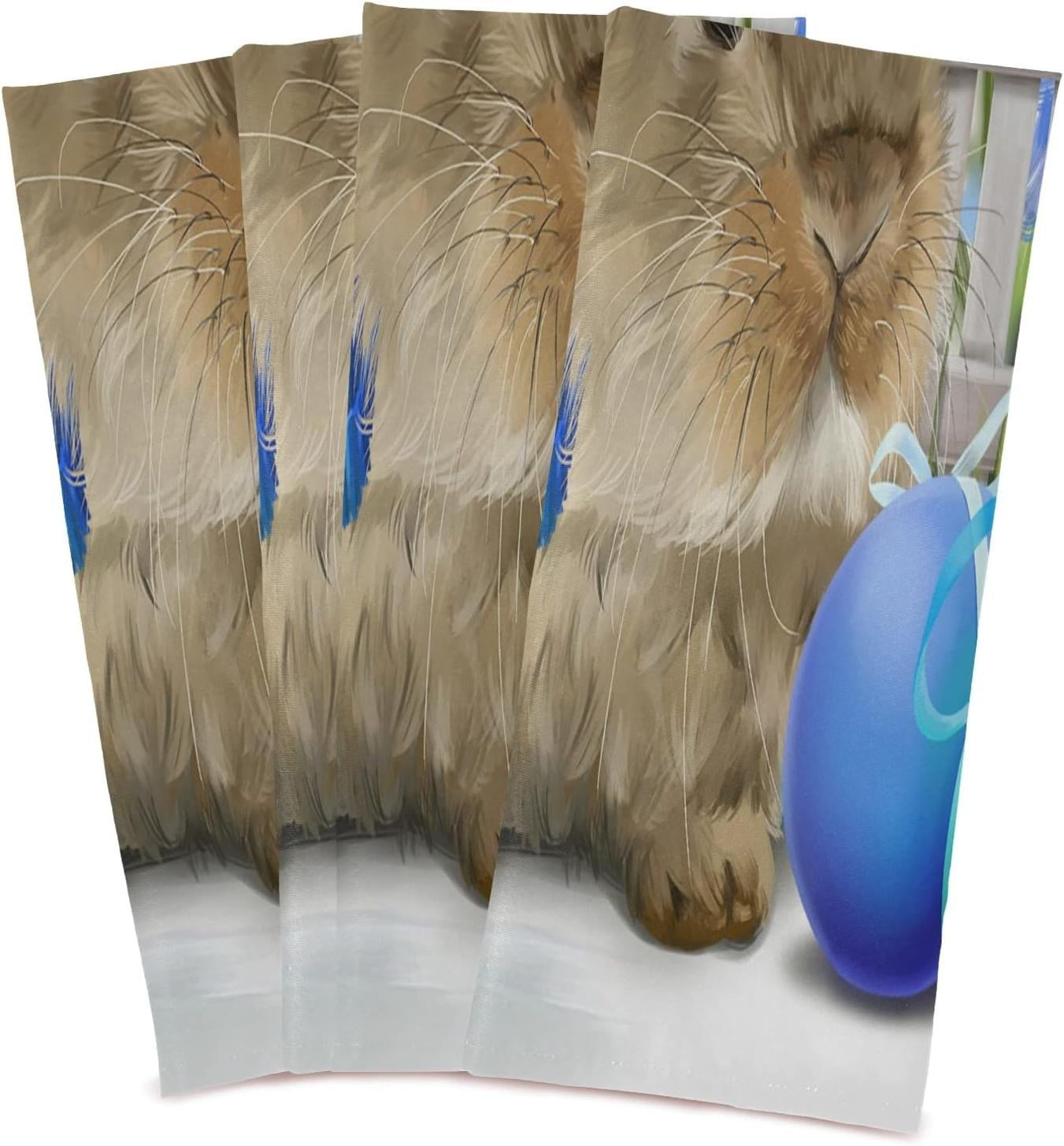 Rabbit Watercolor Eggs Kitchen Tea Towels Set of 4 Absorbent Hand Dish ...
