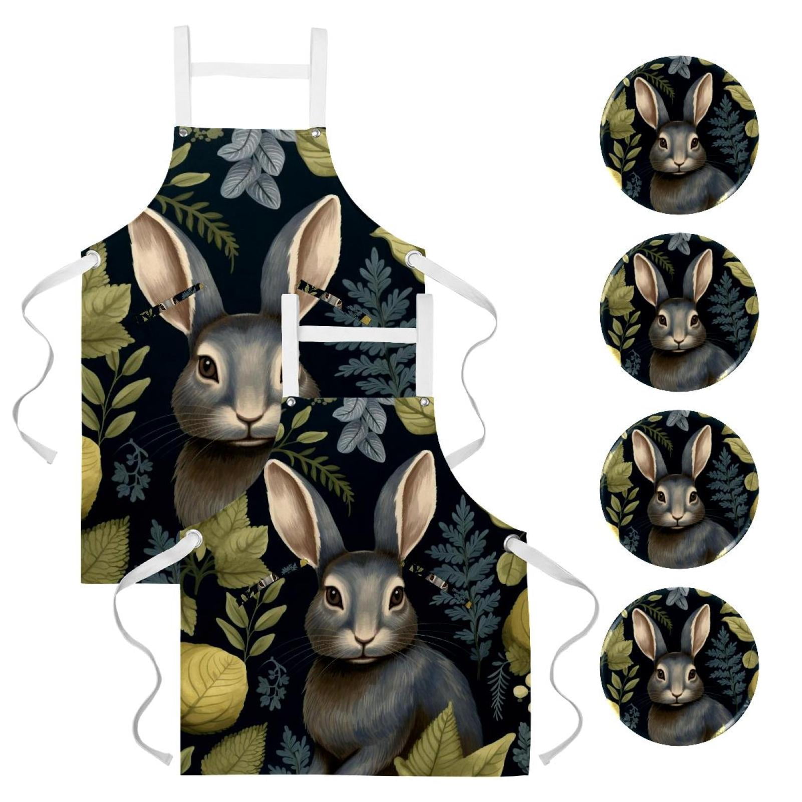 Rabbit Waterproof 2 Pack Circle Pins Buttons Waitress Apron with ...
