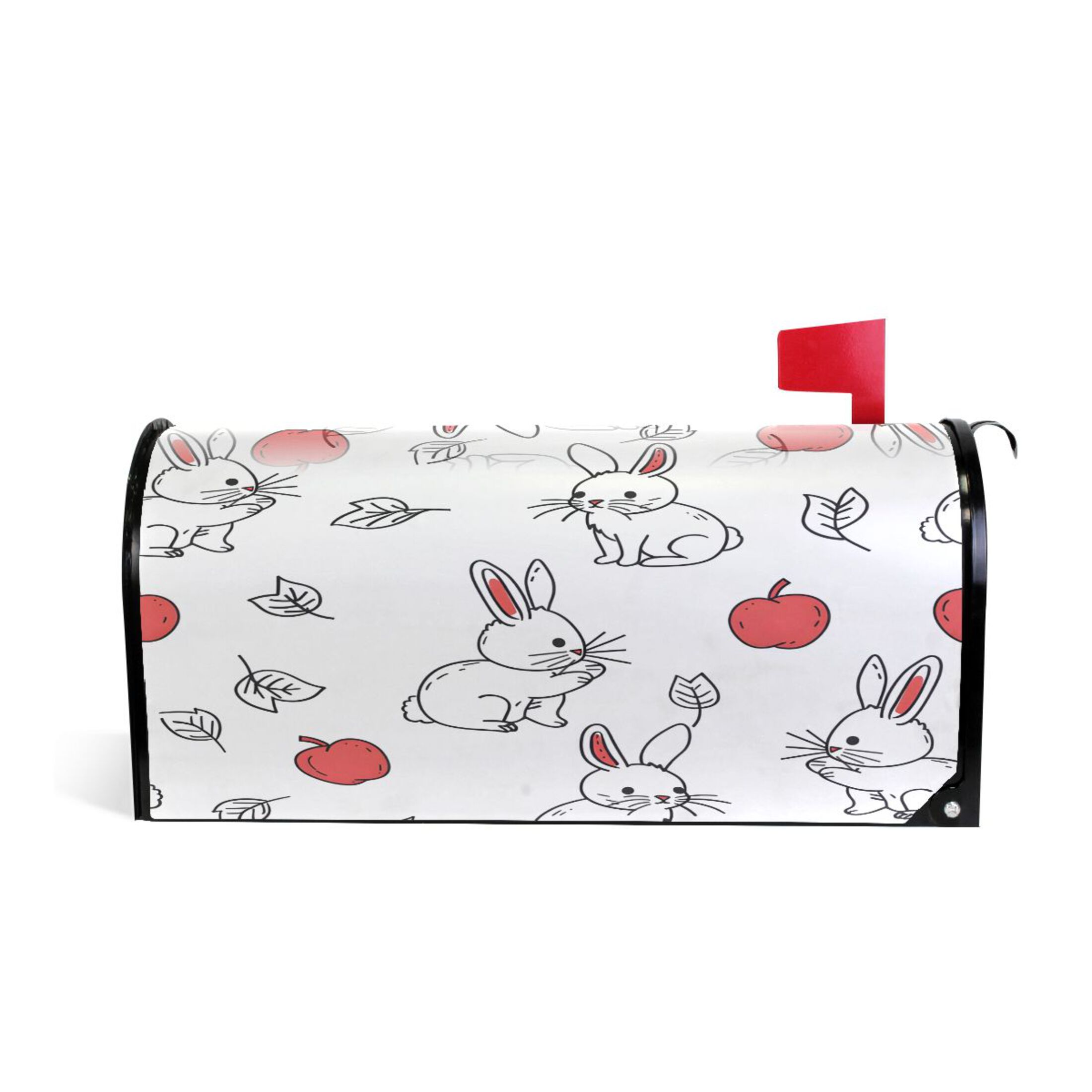 Rabbit and Apple Hand Draw Magnetic Mailbox Covers Post Box Wraps ...