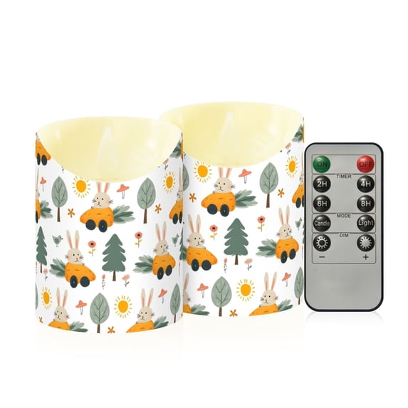 Rabbit and Carrot Cart Flameless Candles 2 PCS with Remote Realistic ...
