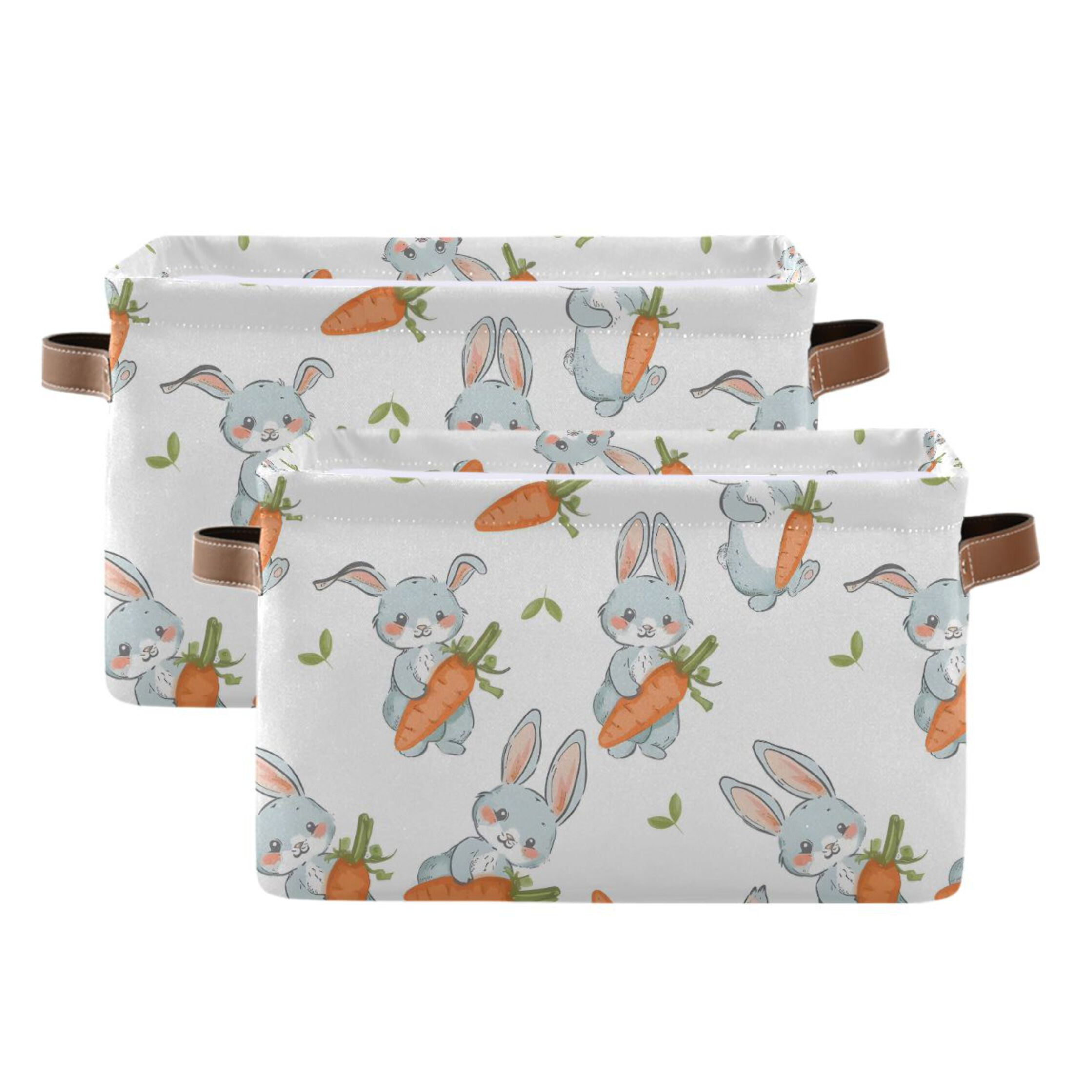 Rabbit and Carrot Storage Bins with Handle Fabric Organizer Basket ...