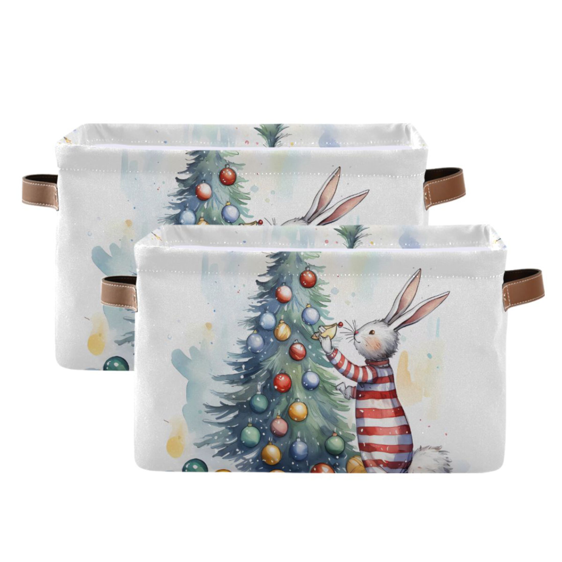 Rabbit and Christmas Tree Storage Basket Large Bin Laundry Boxes Toys ...