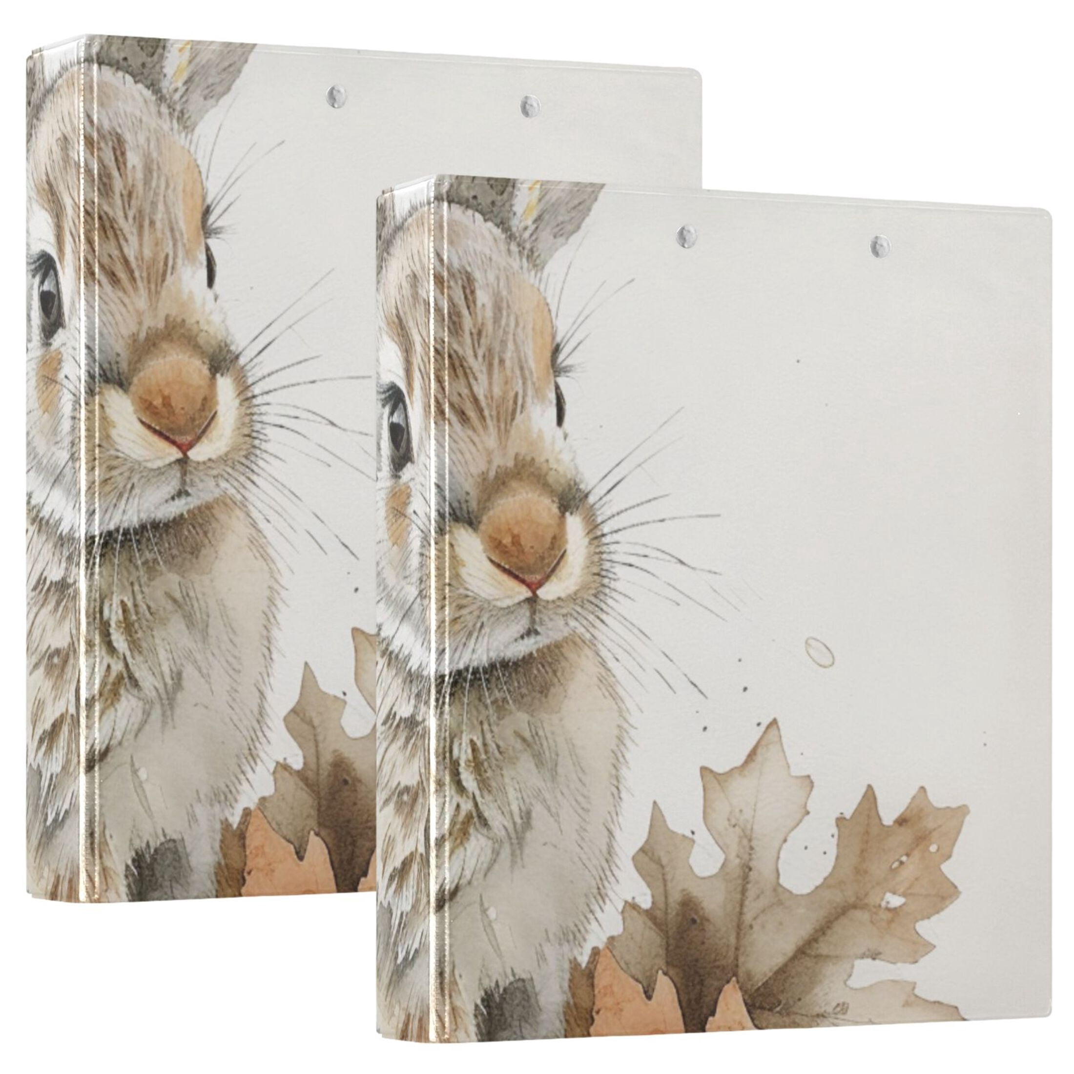 Rabbit and Leaves 3 Ring Binders 1.5 inch Hardcover File Folders with ...