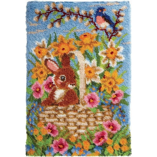 Rabbit in Basket | Rug Making Latch Hooking Kit - Walmart.com
