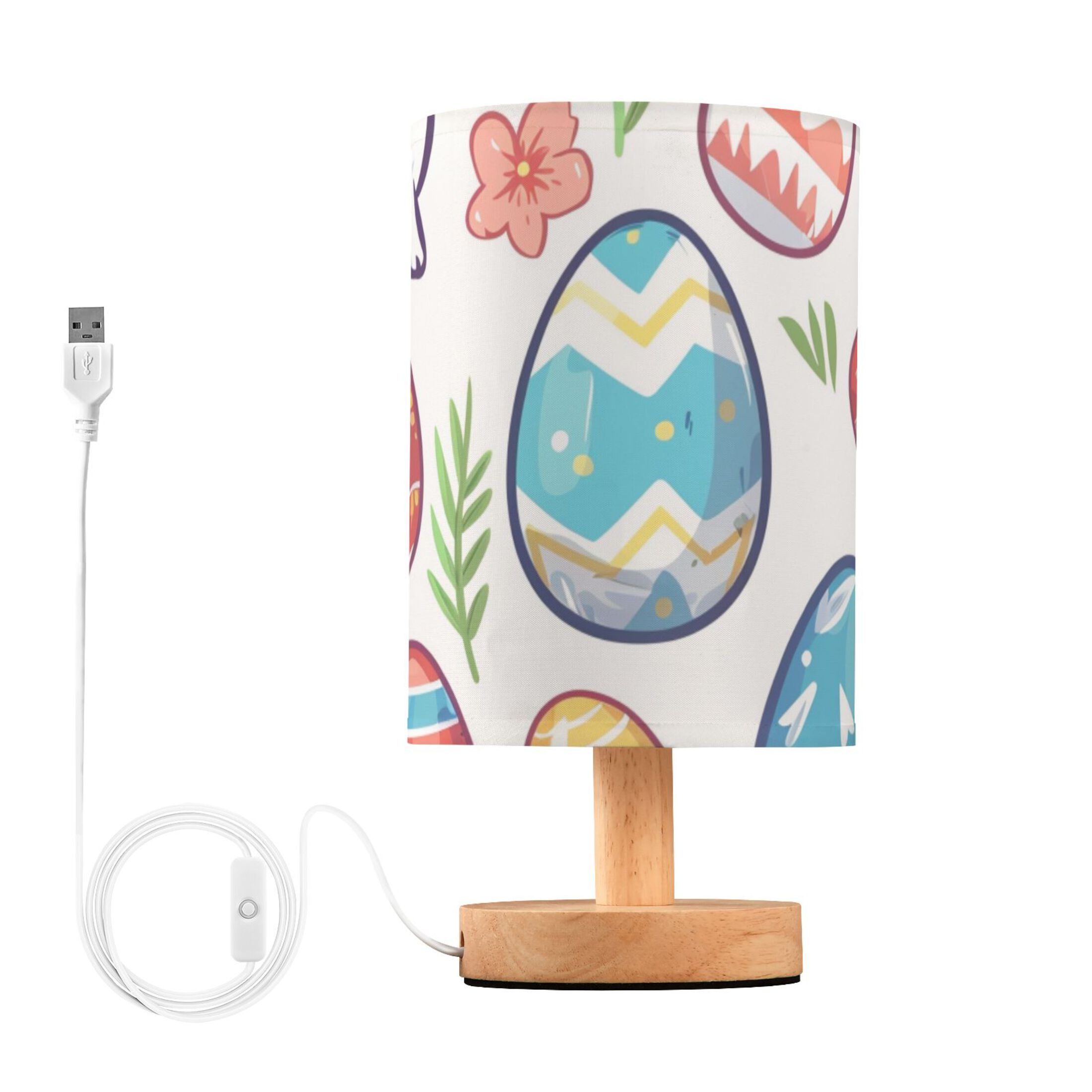 Rabbit in Easter Eggs Flowers Leaves Table Lamp with USB Port LED Warm ...