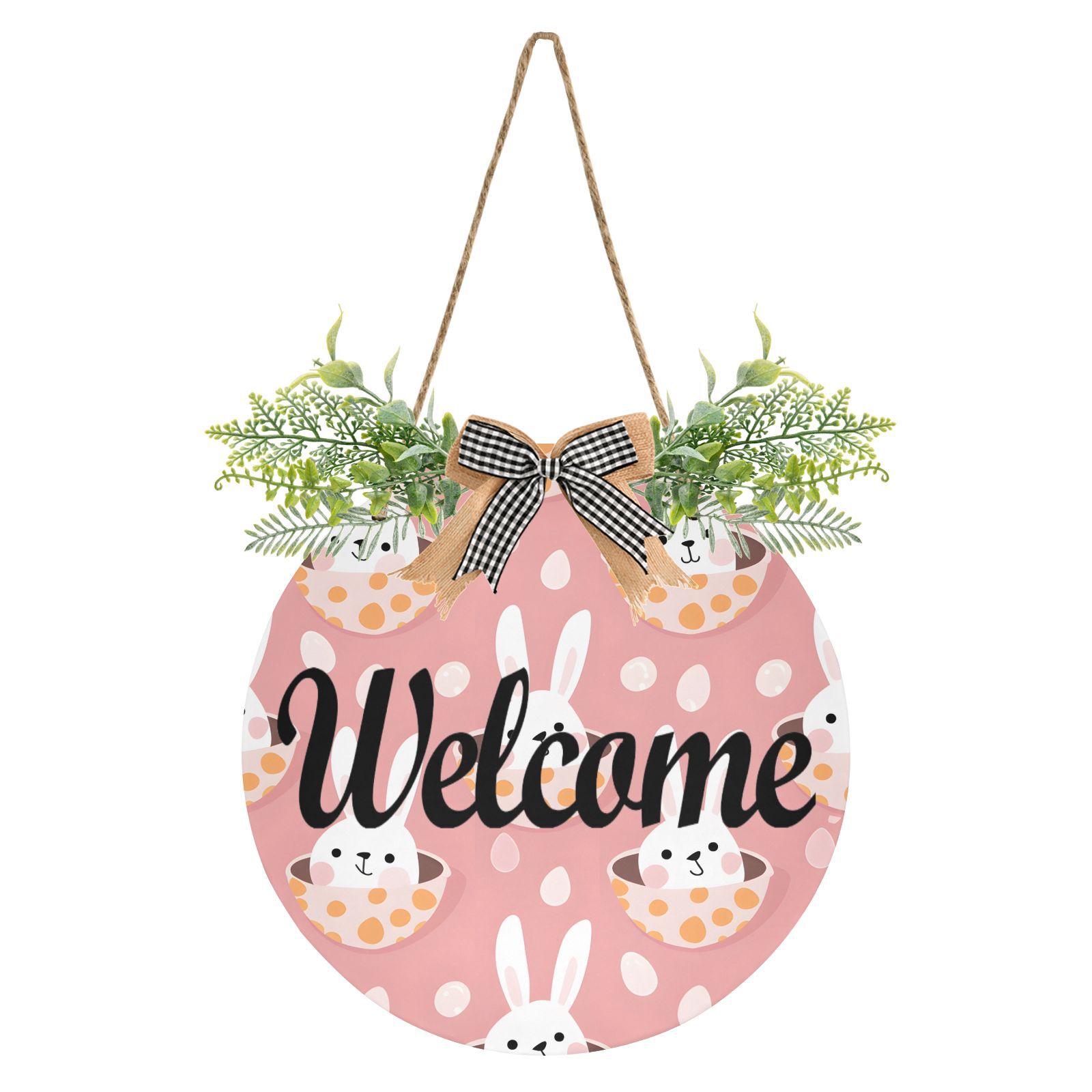 Rabbit in Hole Welcome Sign for Front Door Wreath Door Sign for ...