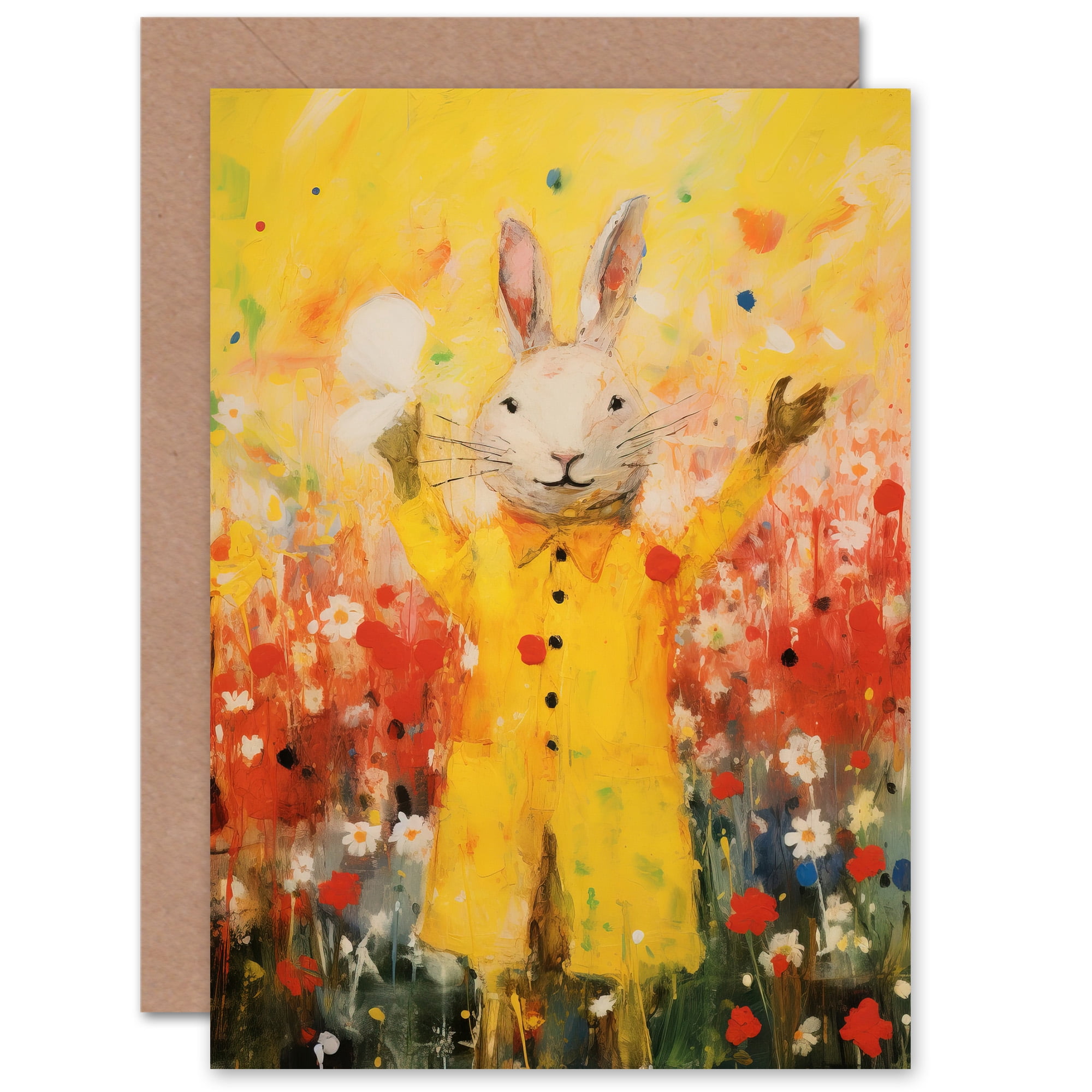Rabbit in Rain Mac Floral for Child Children Kids Birthday Thank You ...