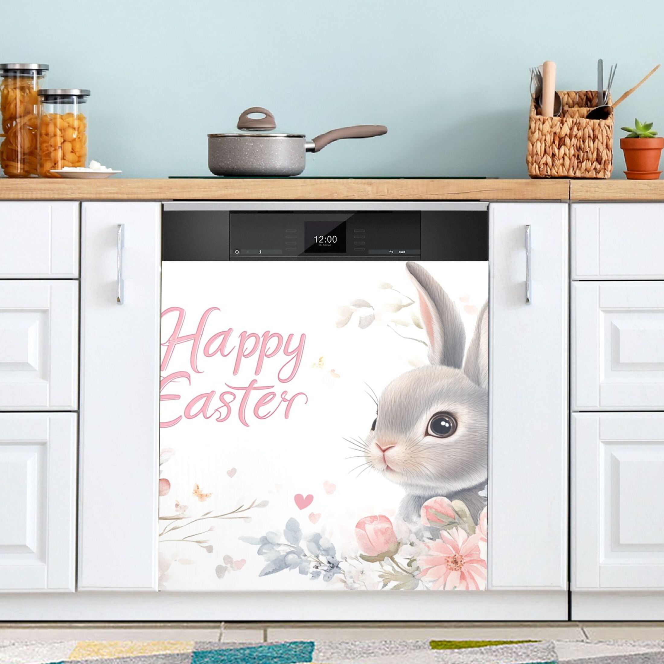 Rabbit in The Roses Easter Dishwasher Magnet Refrigerator Magnetic ...