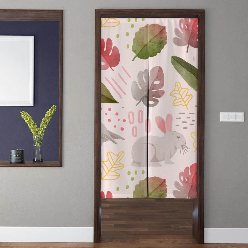 Rabbit leaves landscape Noren Door Curtains, modern minimalist ...