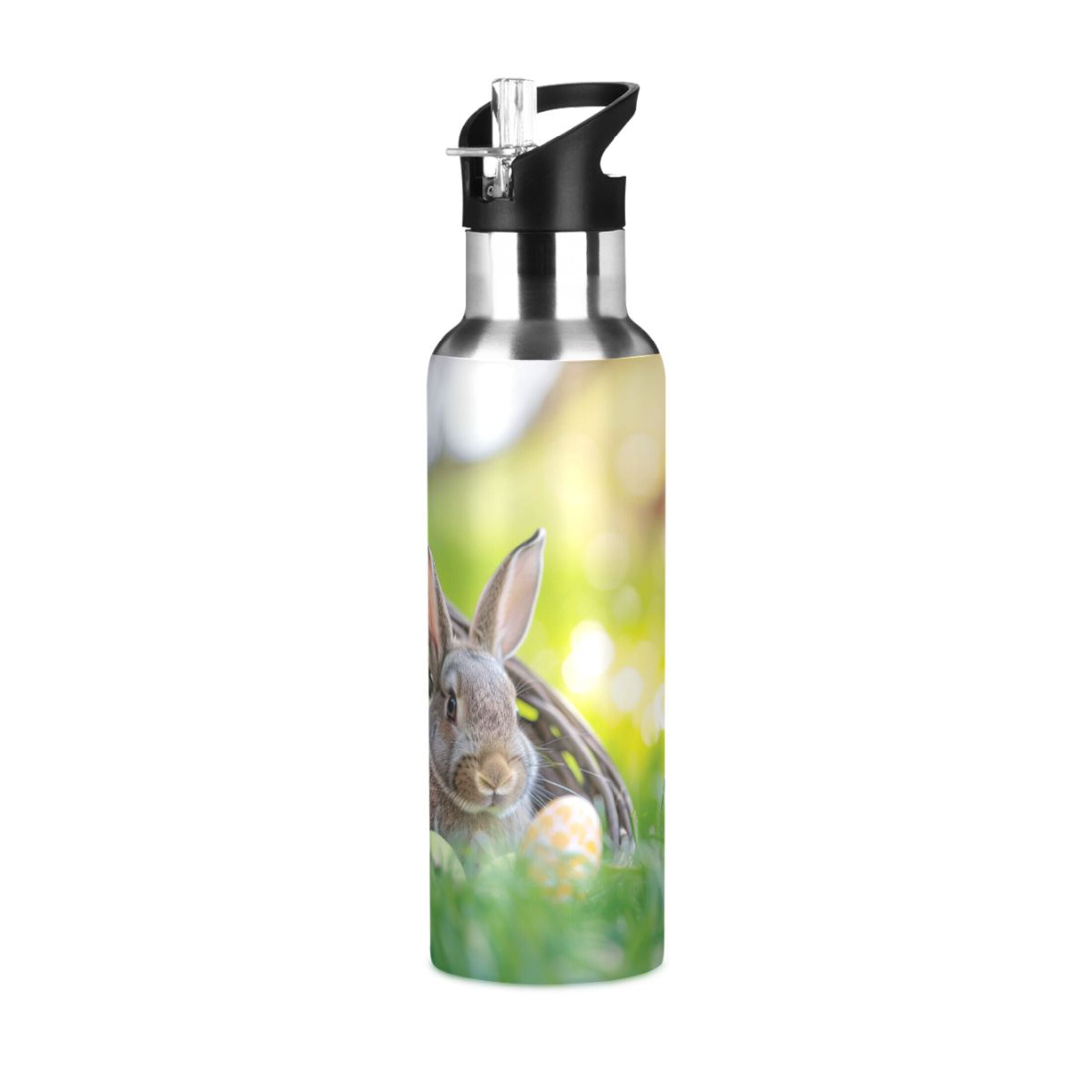 Rabbit on Grass in Summer Water Bottles Insulated Thermos Kids ...